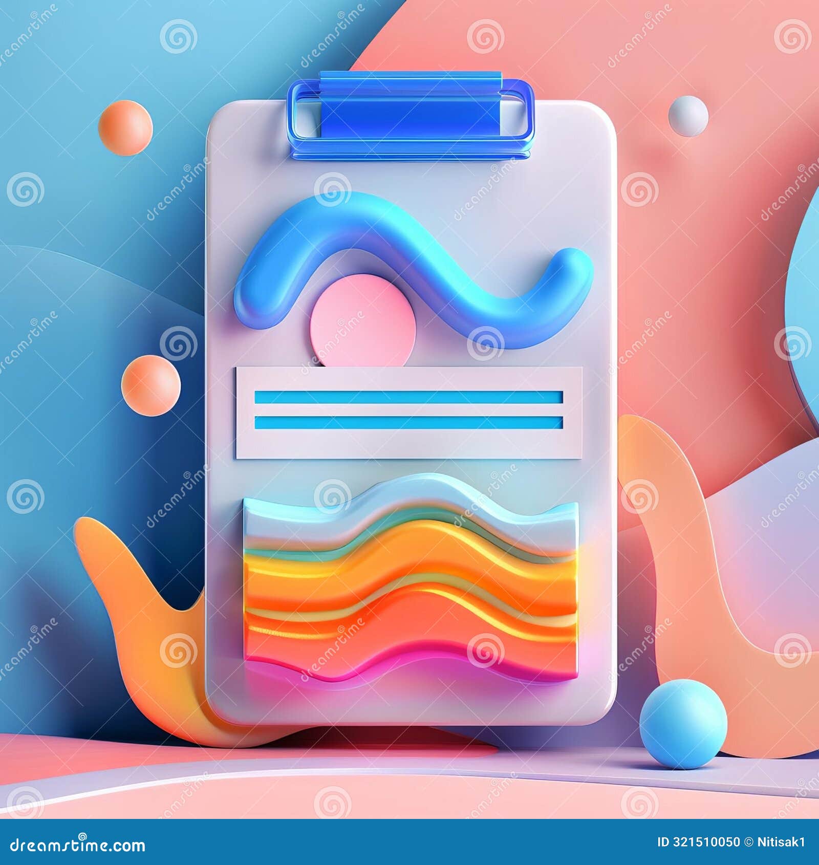 3 Illustration of a Risk Management Document Icon in 3D with a Colorful ...
