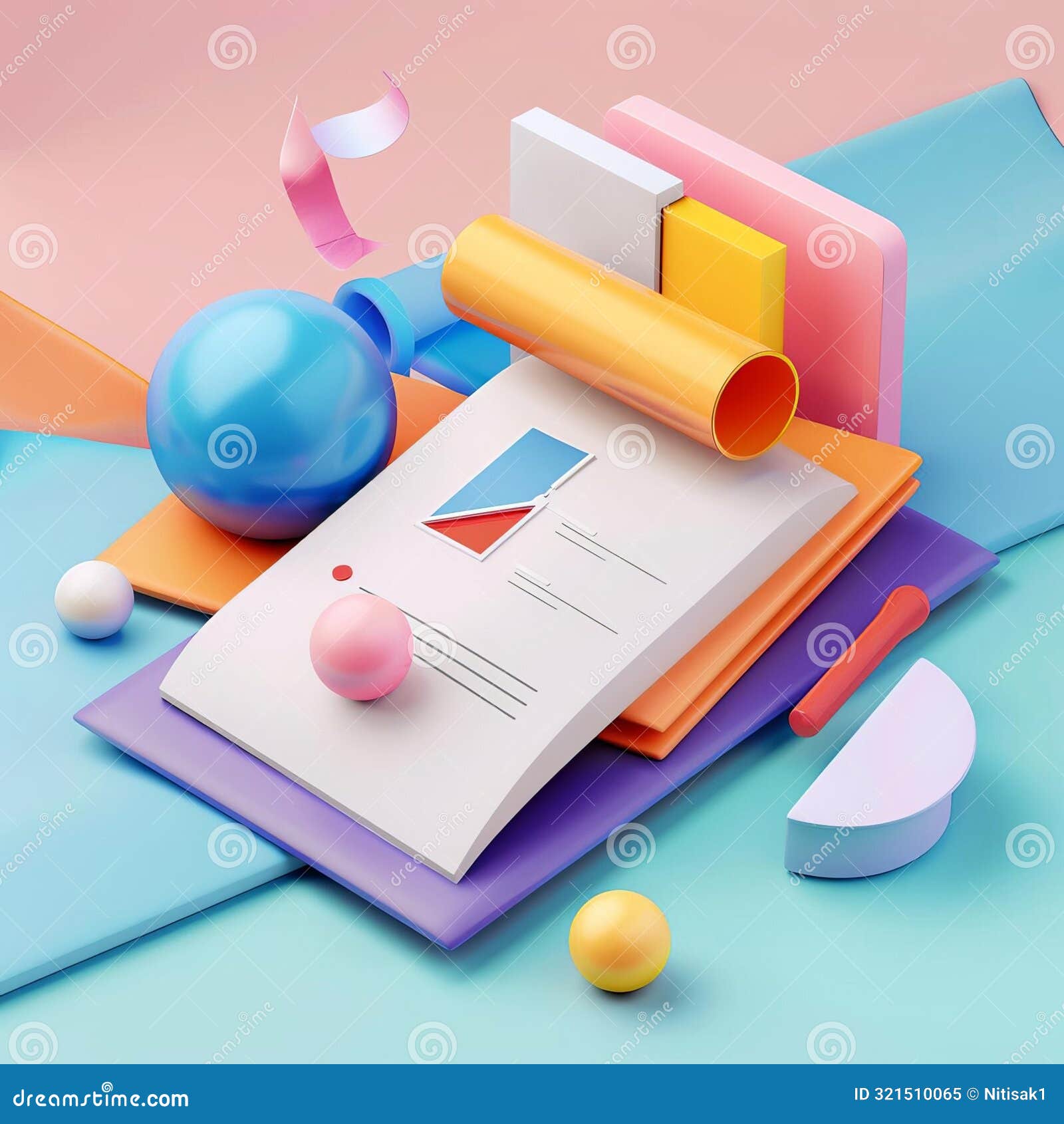 3 Illustration of a Risk Management Document Icon in 3D with a Colorful ...