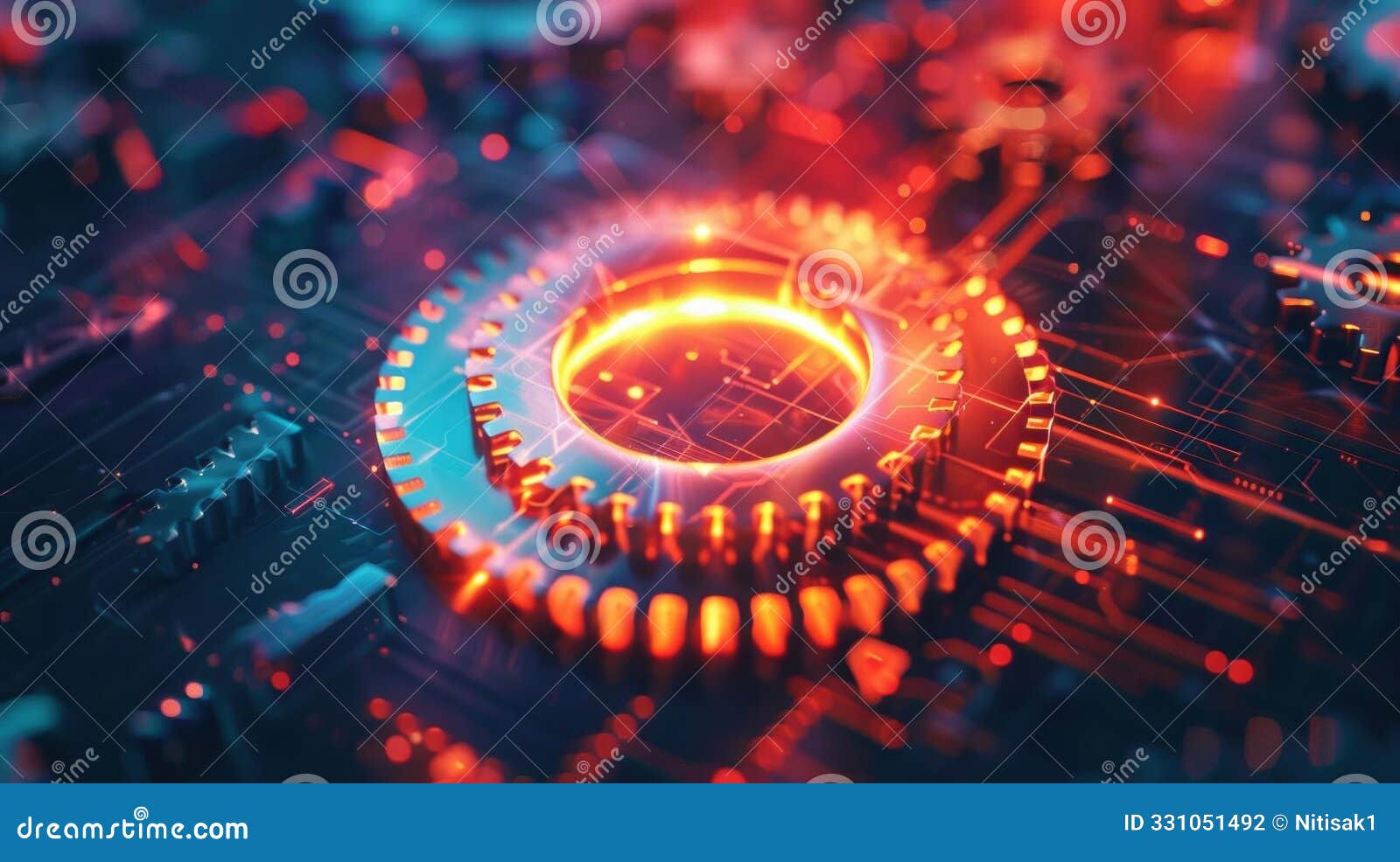 Illustration of a Risk Management Gear Icon in 3D with a Bright Dynamic ...