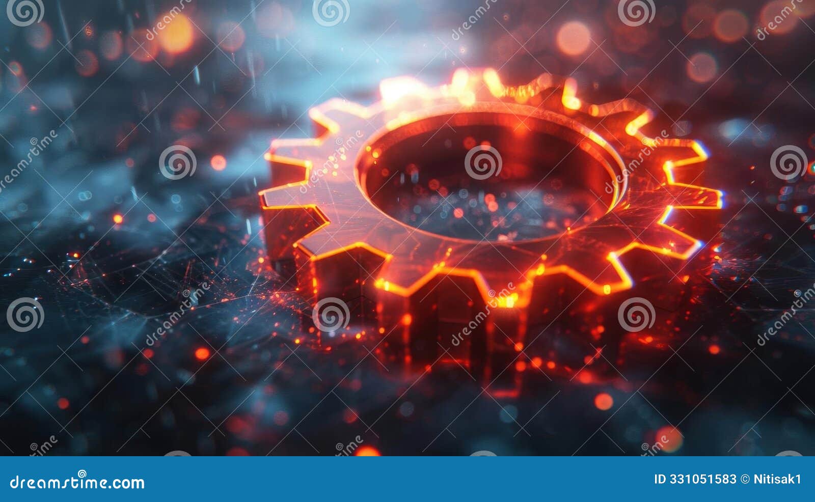 Illustration of a Risk Management Gear Icon in 3D with a Bright Dynamic ...