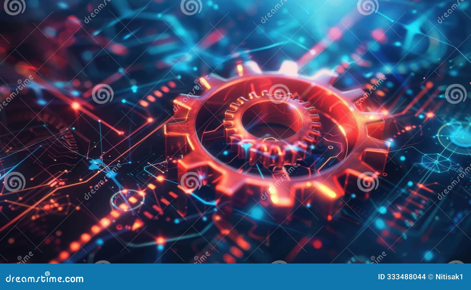 Illustration of a Risk Management Gear Icon in 3D with a Bright Dynamic ...