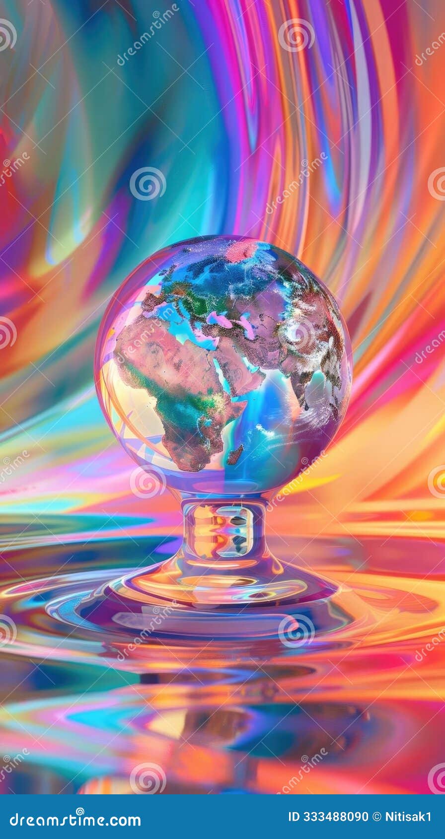 Illustration of a Risk Management Globe Icon in 3D with a Colorful ...