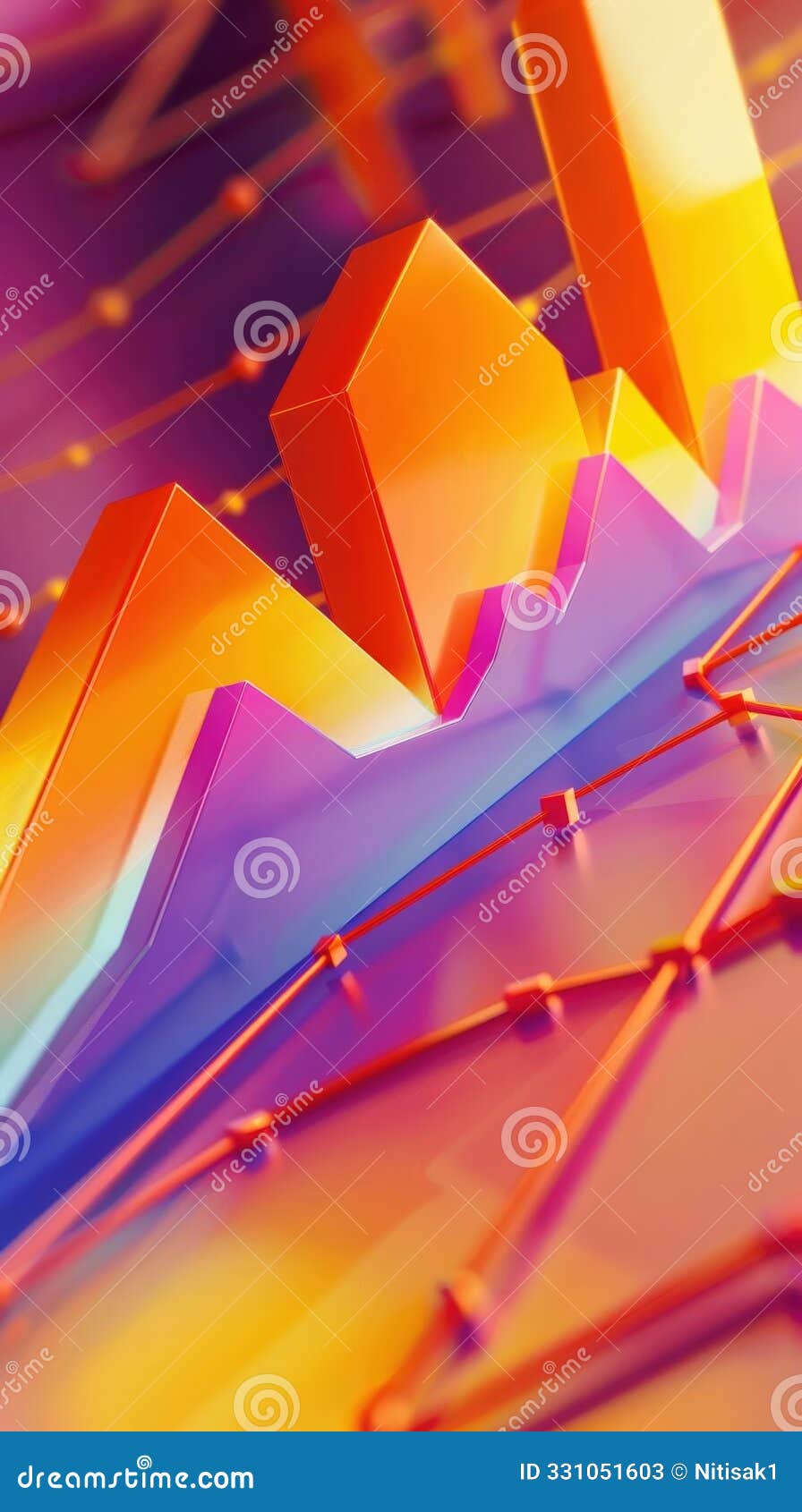 Illustration of a Risk Management Graph Icon in 3D on a Vibrant ...