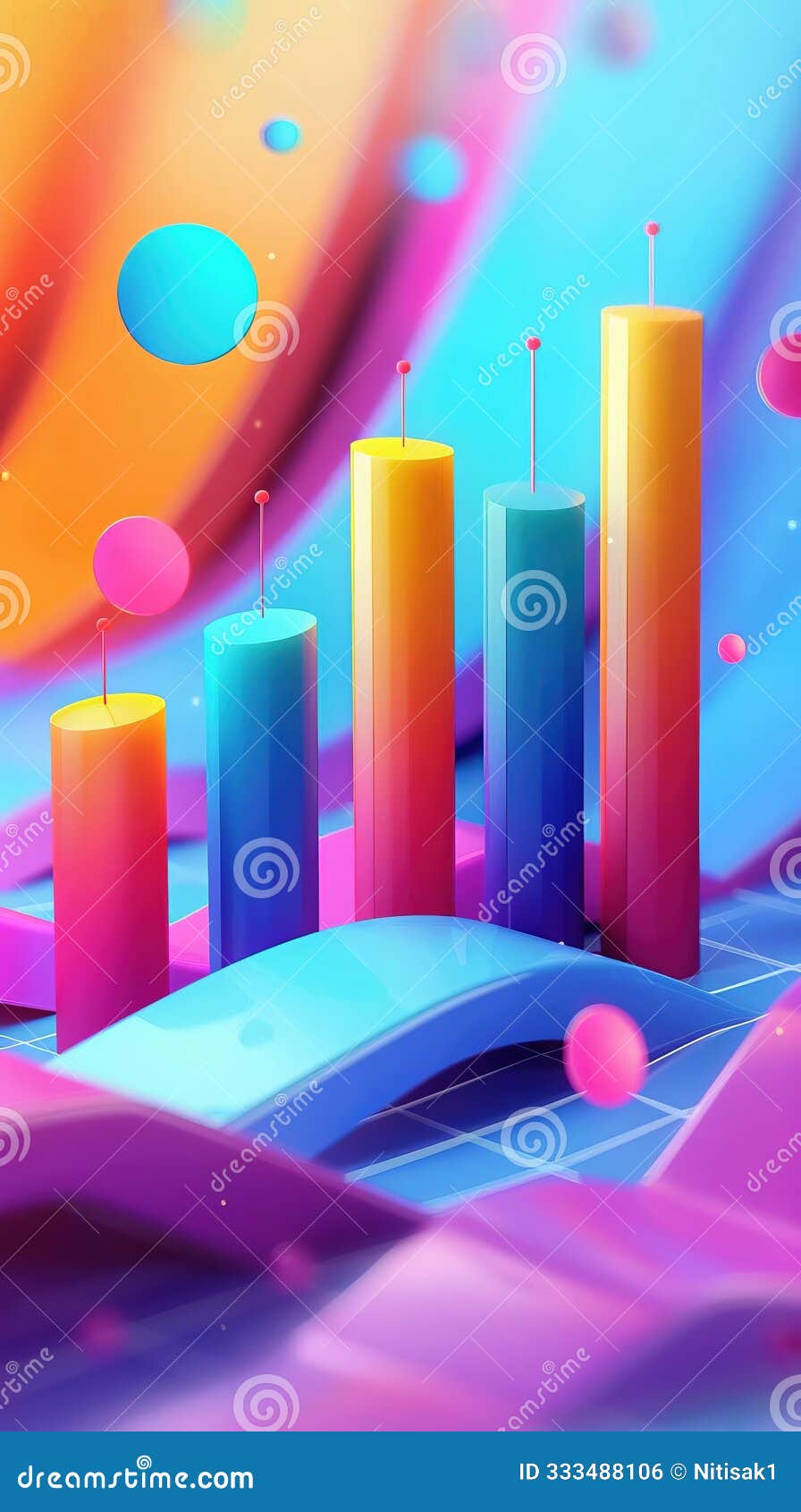 Illustration of a Risk Management Graph Icon in 3D on a Vibrant ...