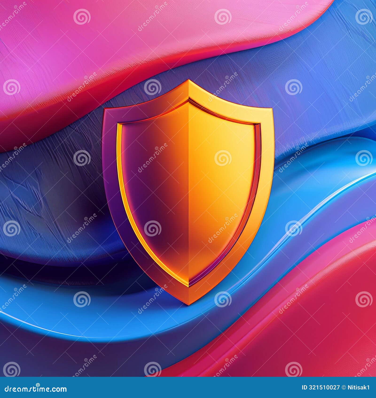 3 Illustration of a Risk Management Shield Icon in 3D with a Vibrant ...