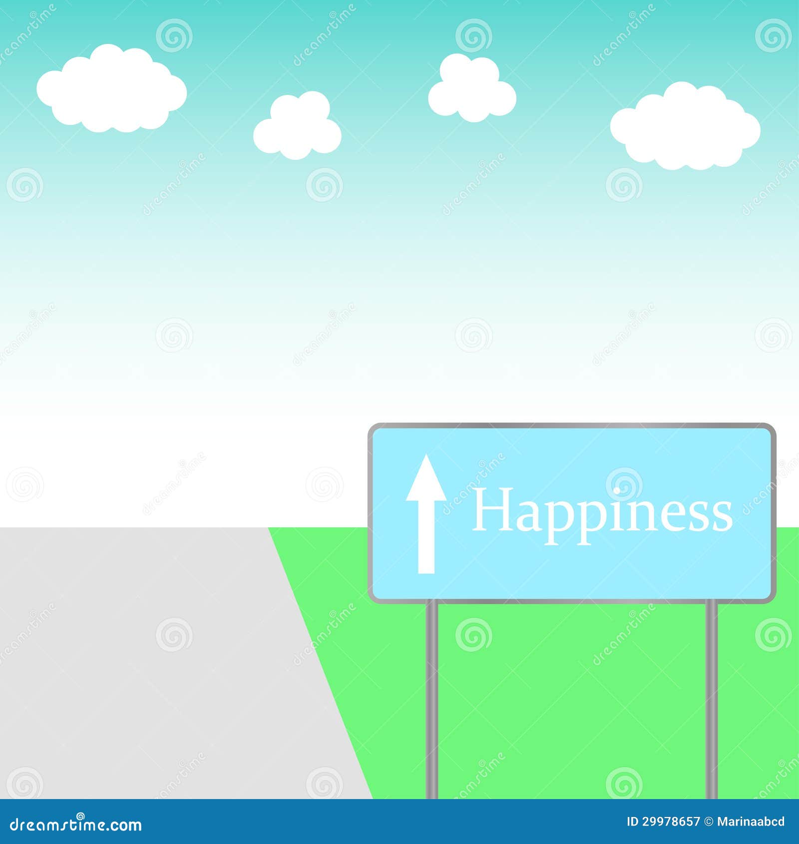 Road Sign Happiness on the Road Stock Illustration - Illustration of ...