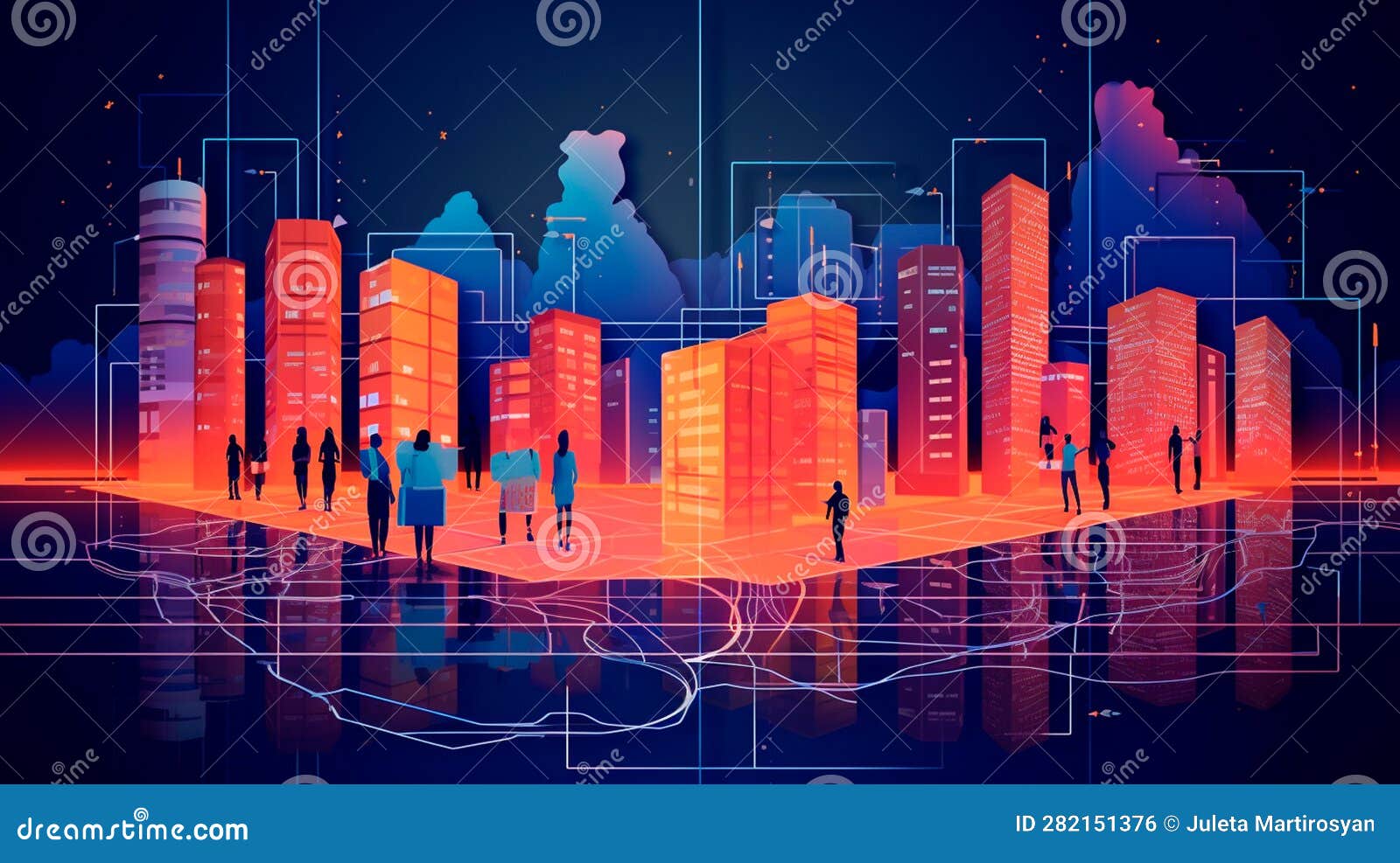 Illustration of it Roadmap Modern Technology and Innovative Processes ...
