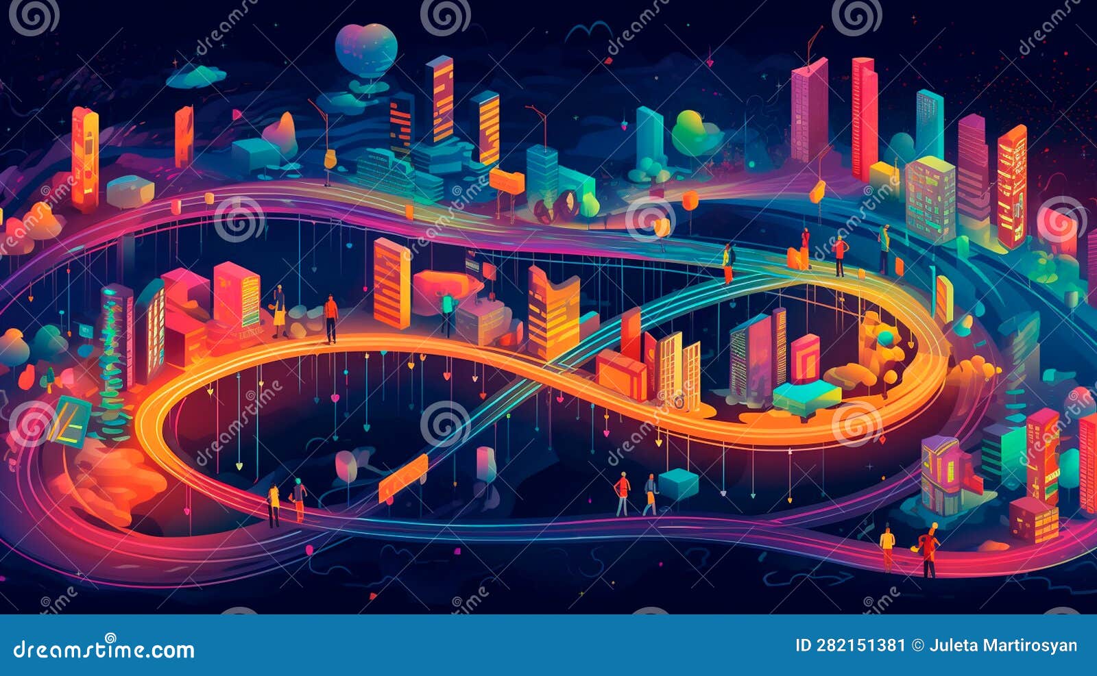 Illustration of it Roadmap Modern Technology and Innovative Processes ...