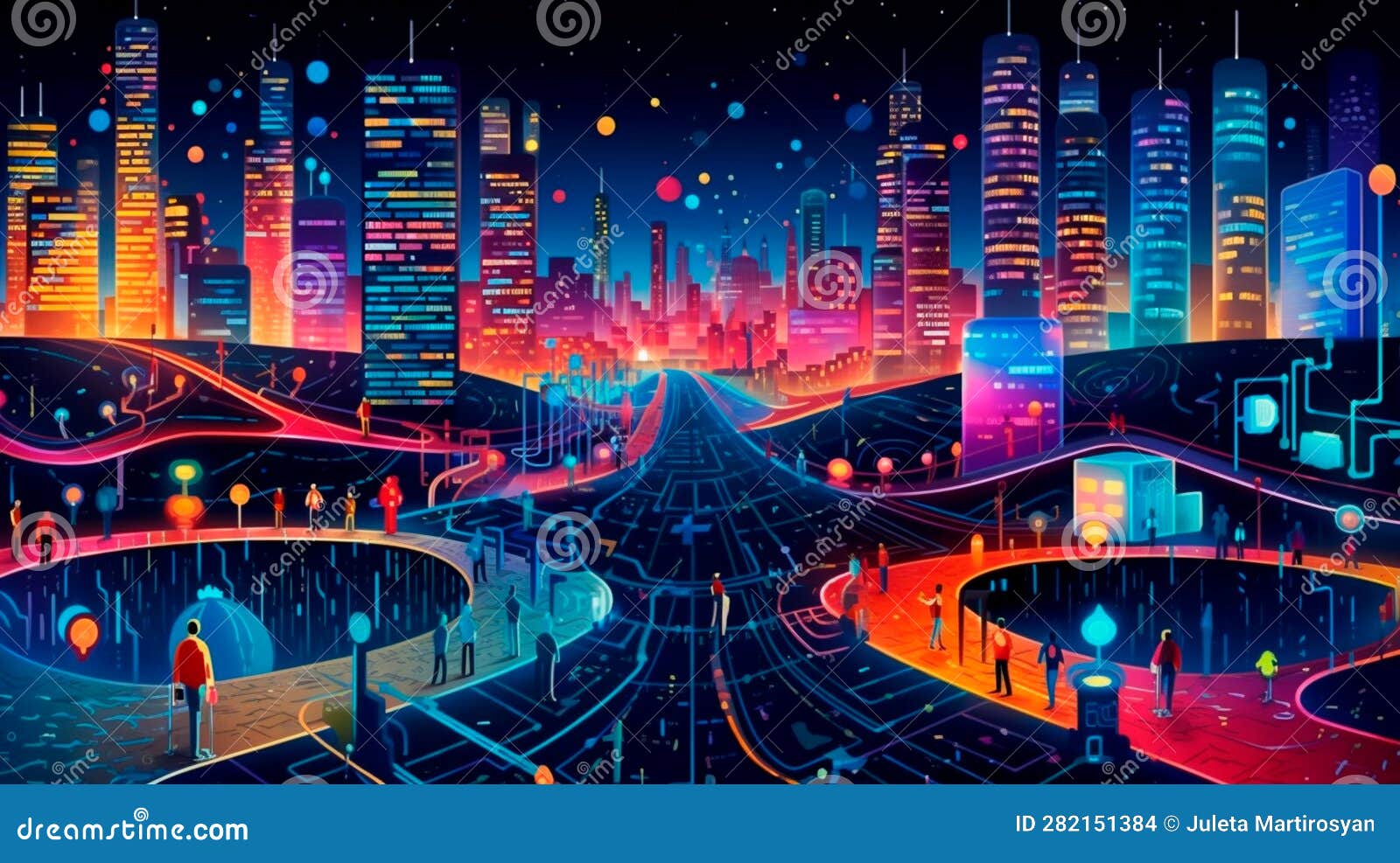 Illustration of it Roadmap Modern Technology and Innovative Processes ...