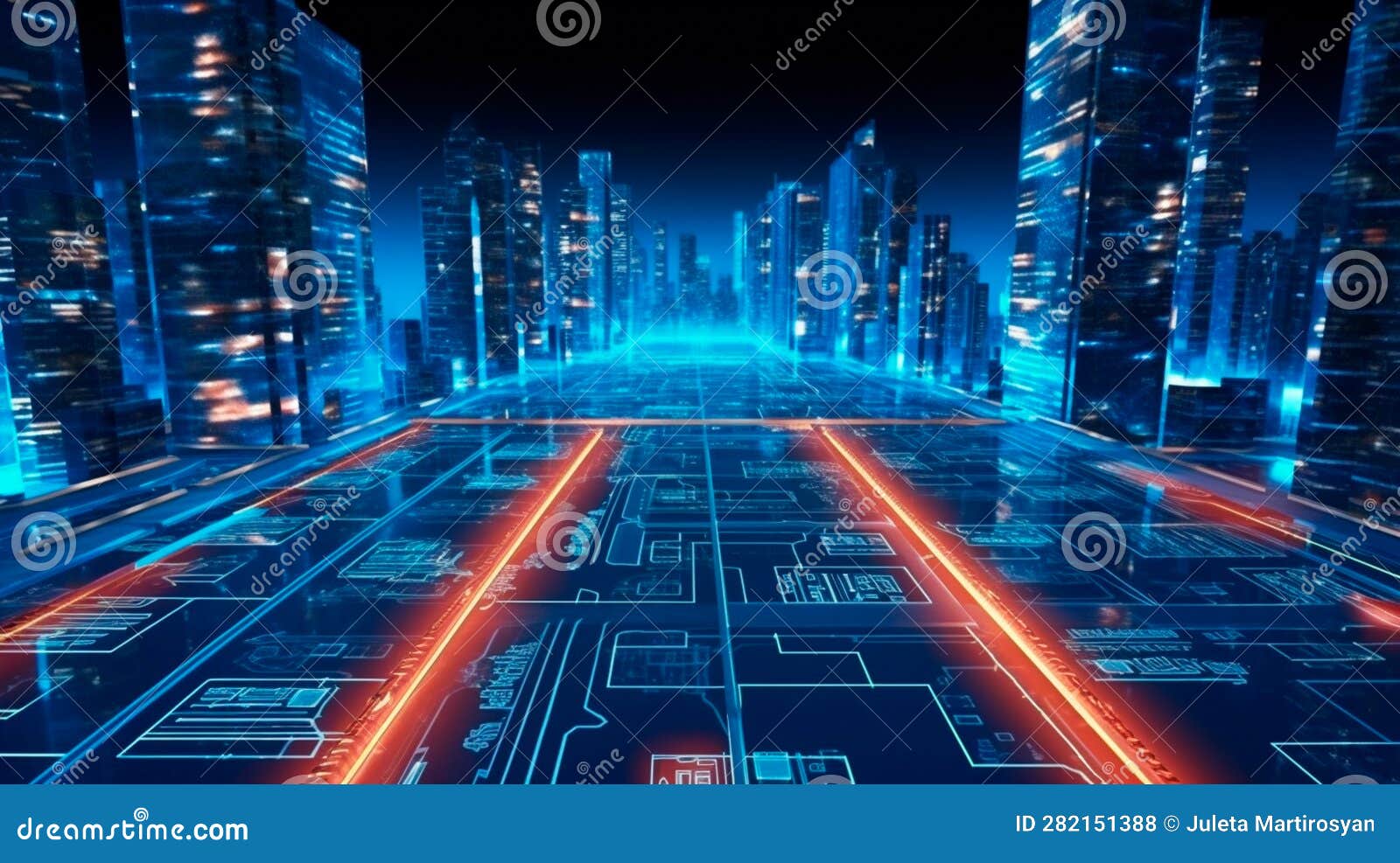 Illustration of it Roadmap Modern Technology and Innovative Processes ...