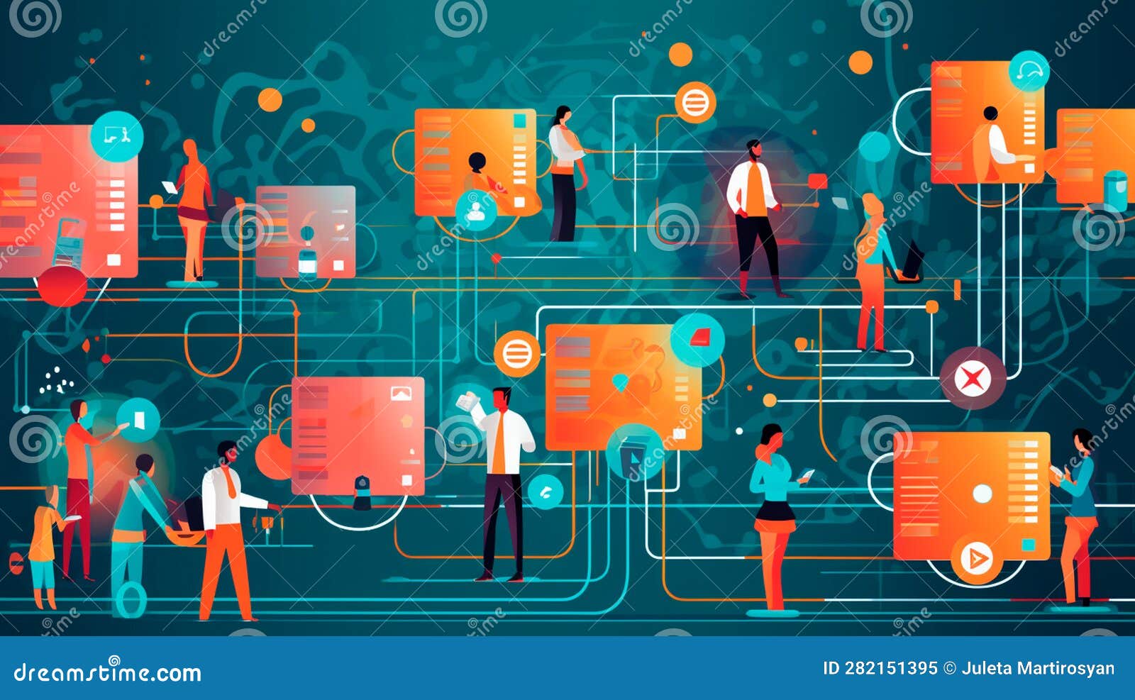 Illustration of it Roadmap Modern Technology and Innovative Processes ...