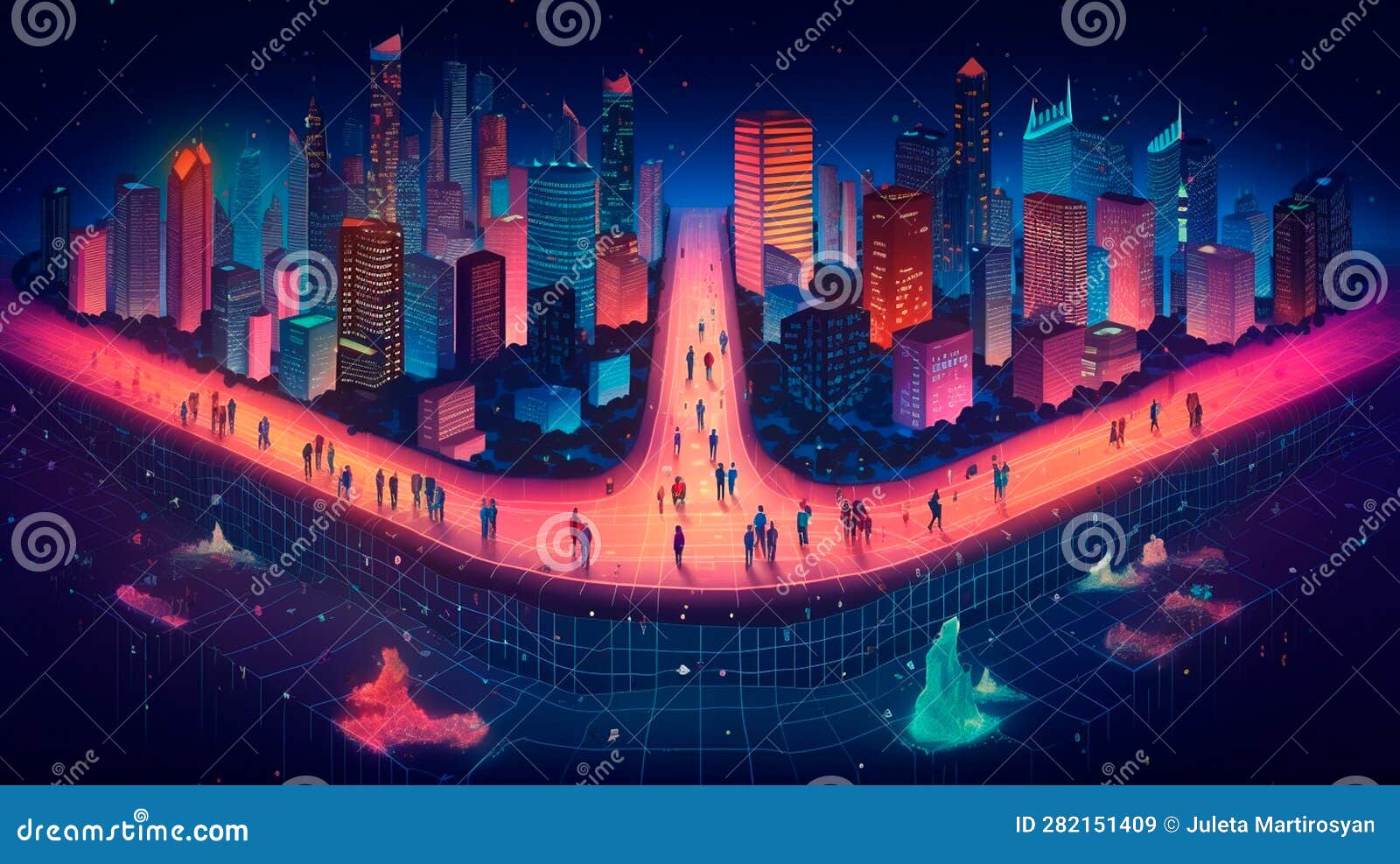 Illustration of it Roadmap Modern Technology and Innovative Processes ...