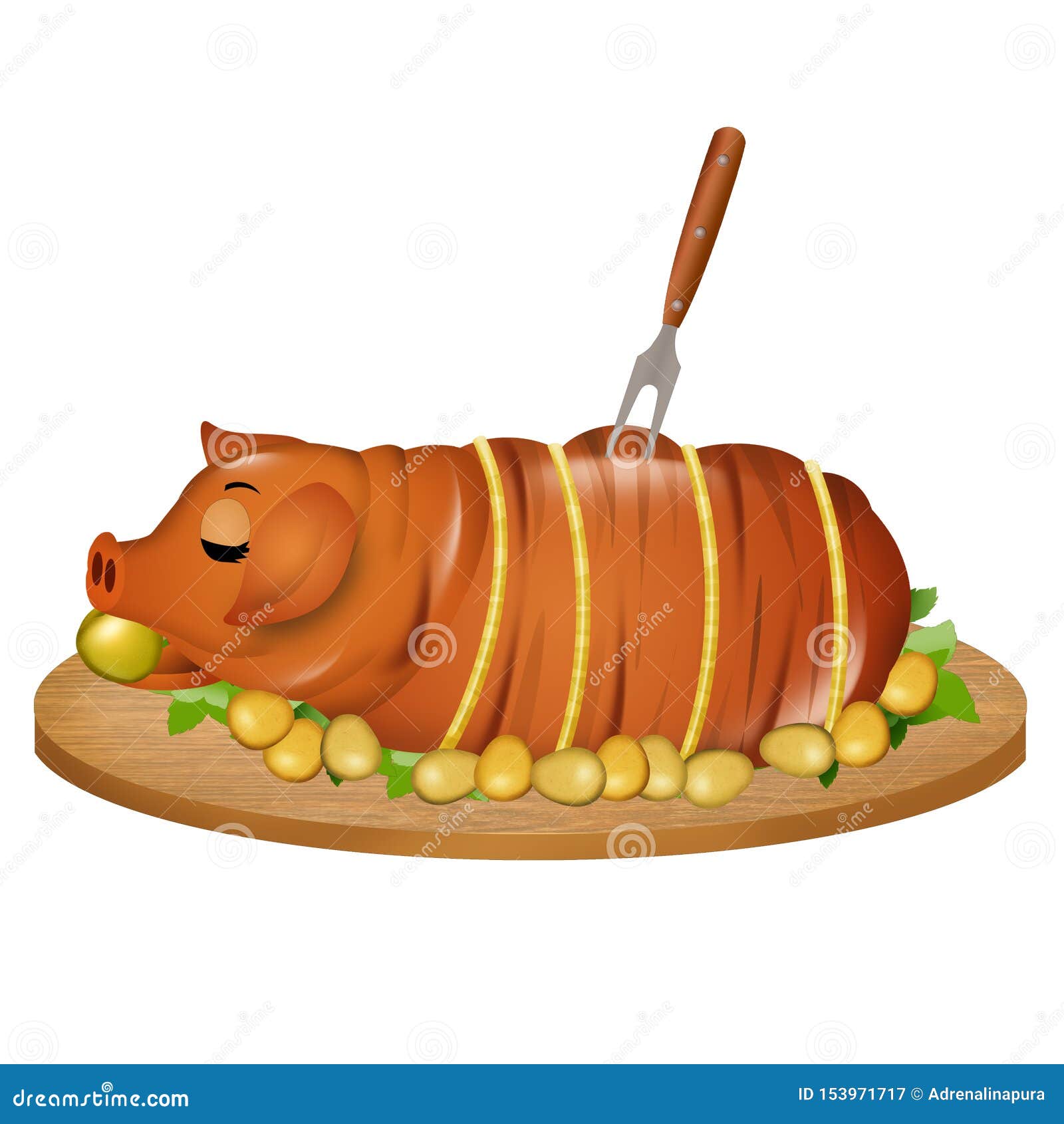Illustration of roast pork stock illustration. Illustration of butcher ...