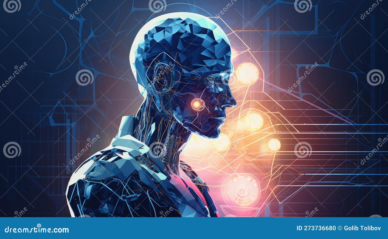 A Illustration of a Robot with a Cybernetic Head. Generative AI Stock ...