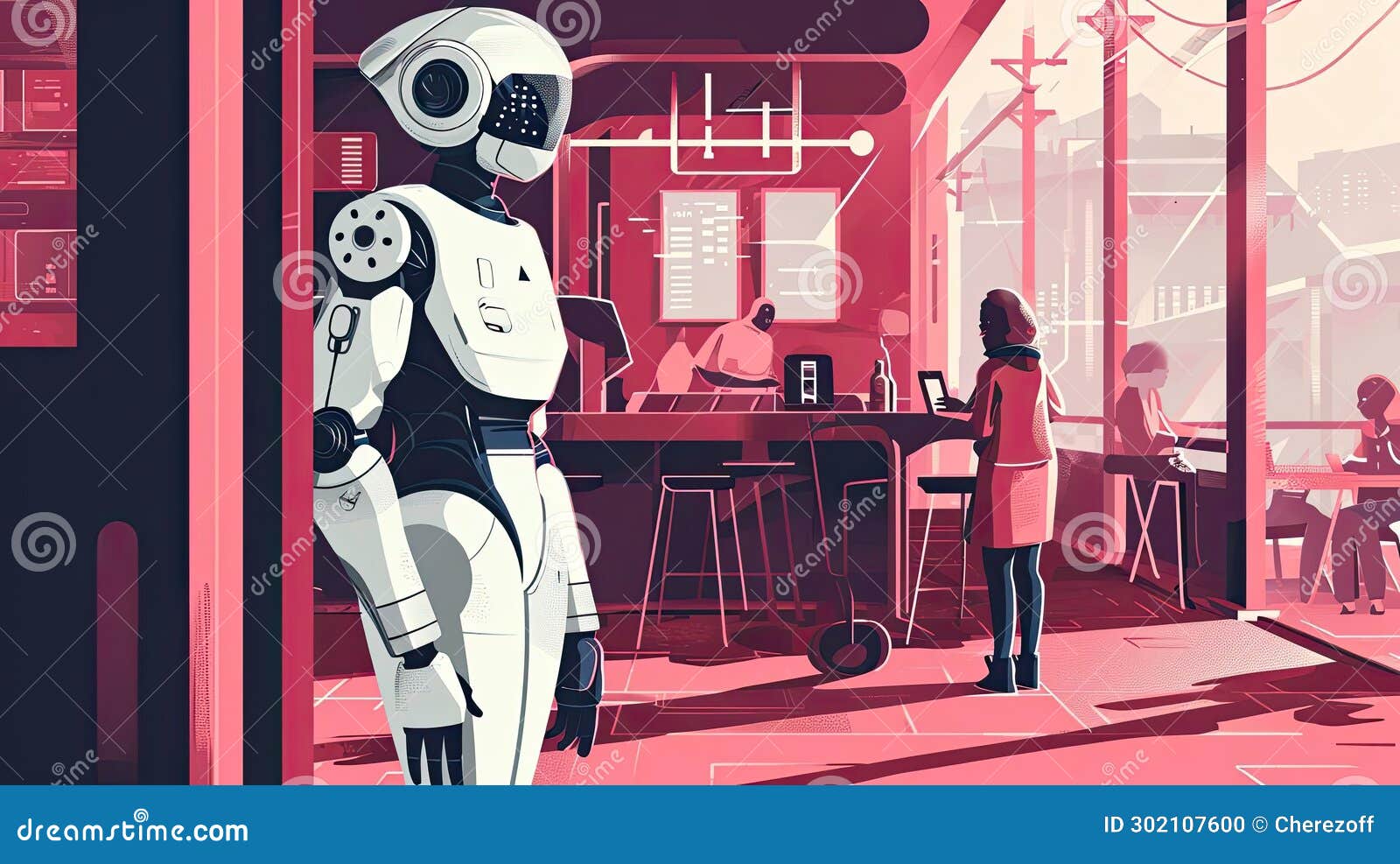 Illustration of a Robot Helping a Human Stock Illustration ...
