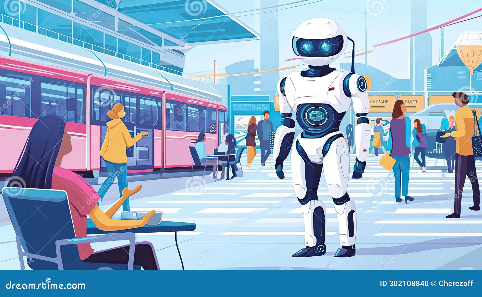 Illustration of a Robot Helping a Human Stock Illustration ...