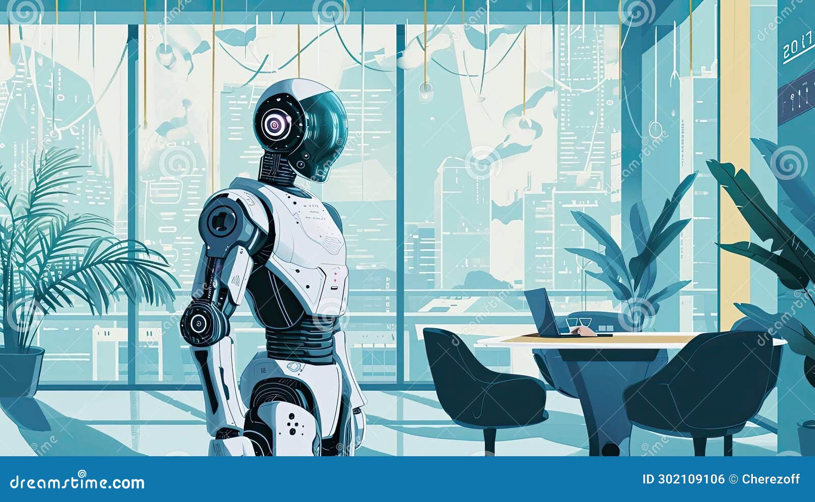 Illustration of a Robot Helping a Human Stock Illustration ...