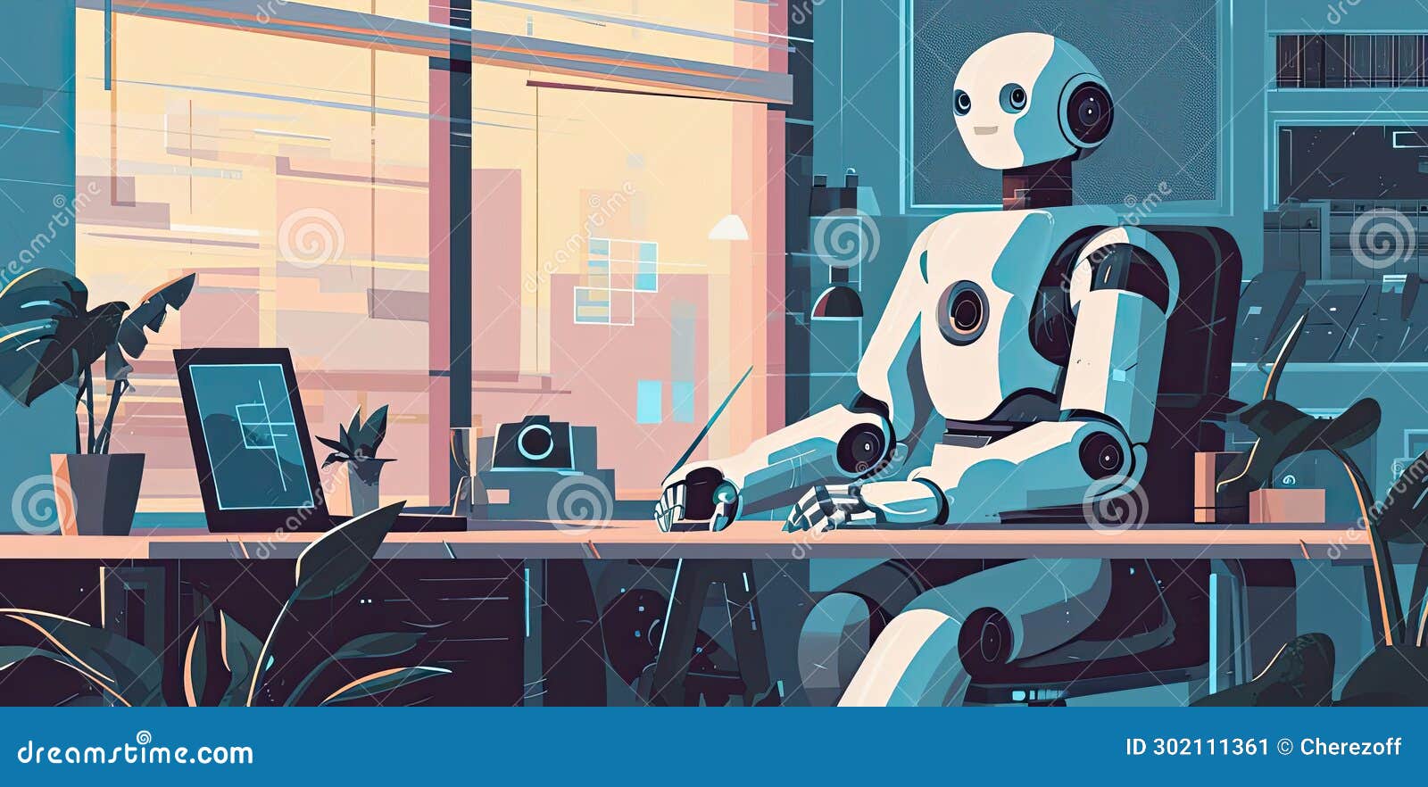 Illustration of a Robot Helping a Human Stock Image - Image of ...