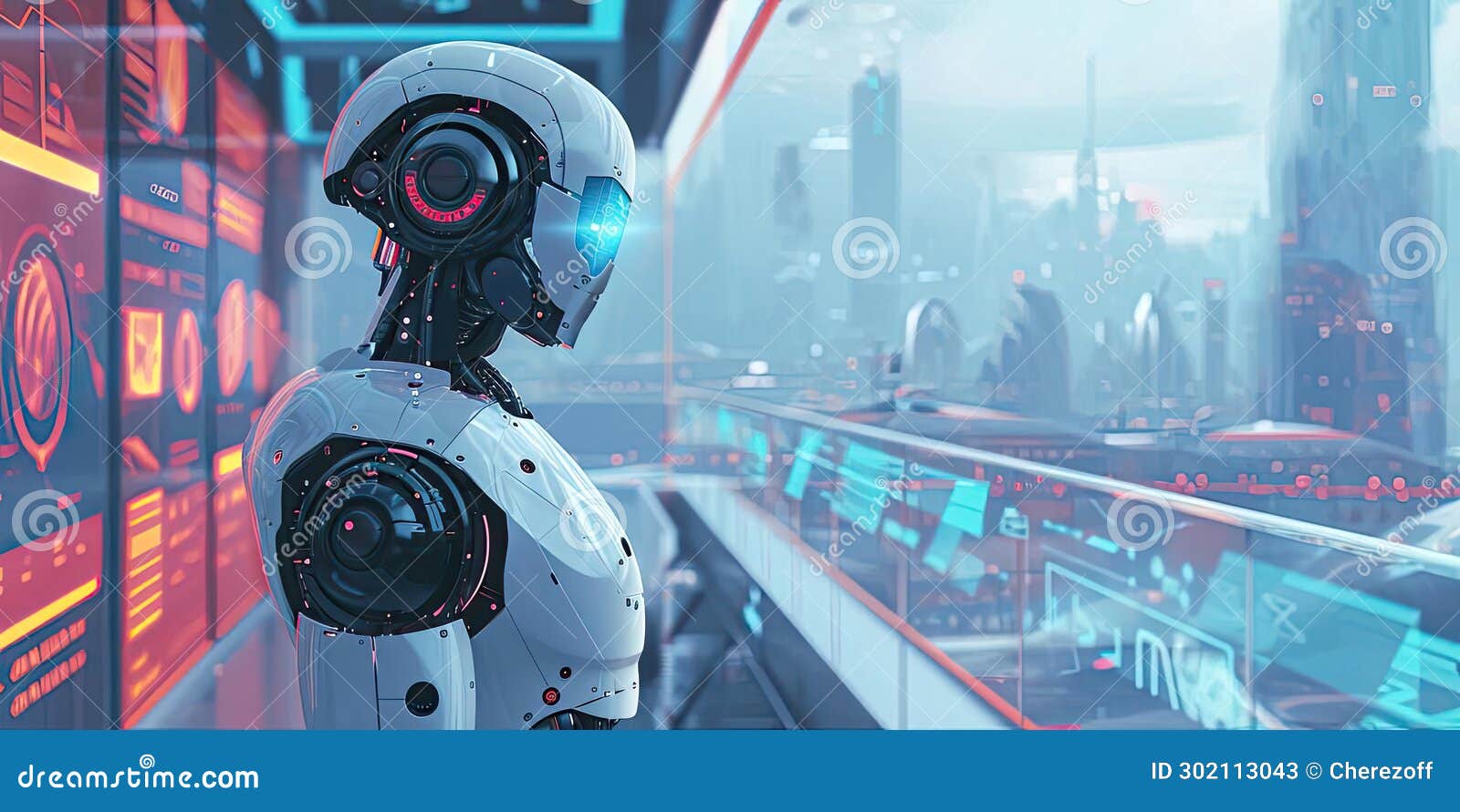 Illustration of a Robot Helping a Human Stock Image - Image of modern ...