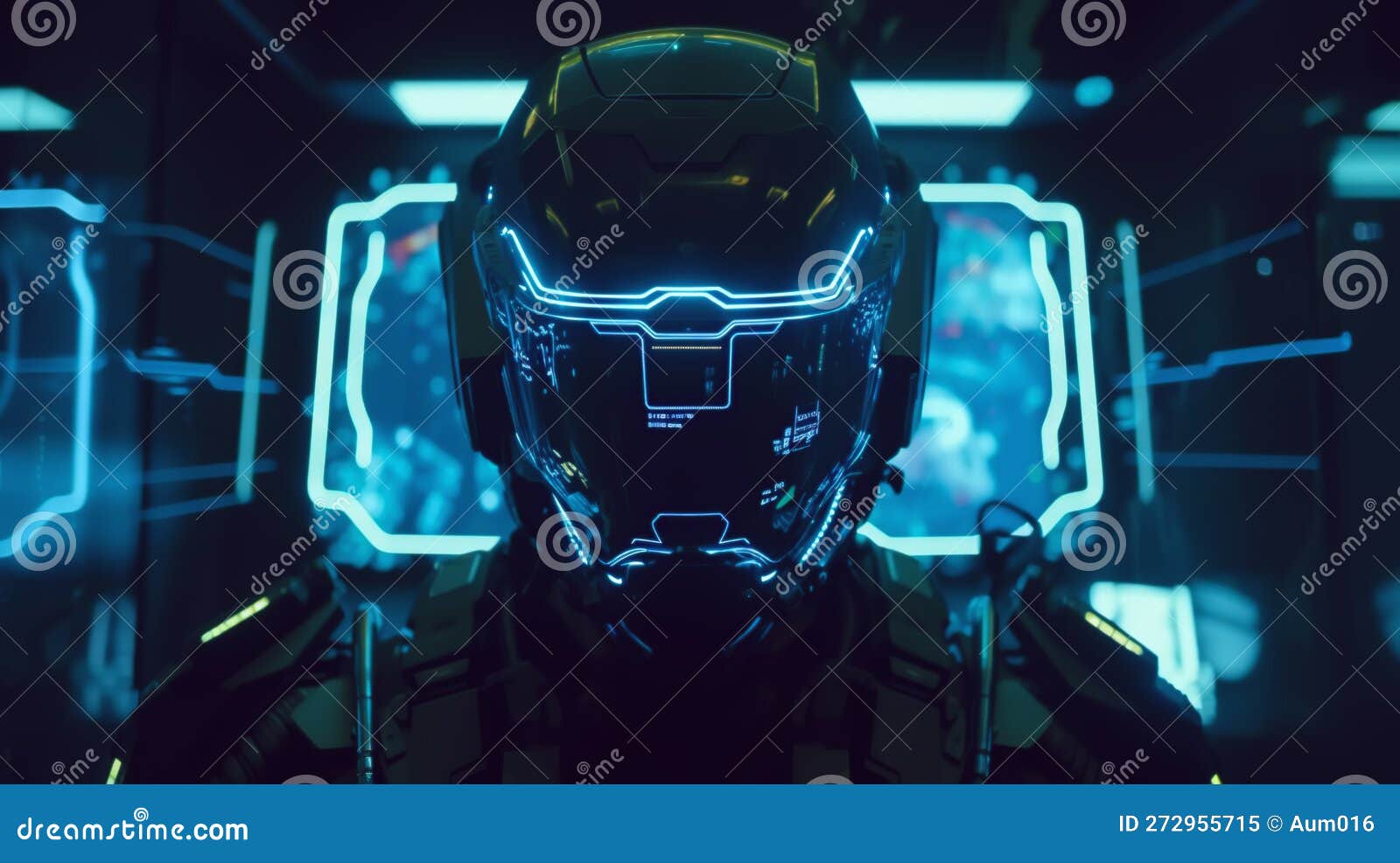 Robot Pilot of the Spaceship of the Future Stock Illustration ...
