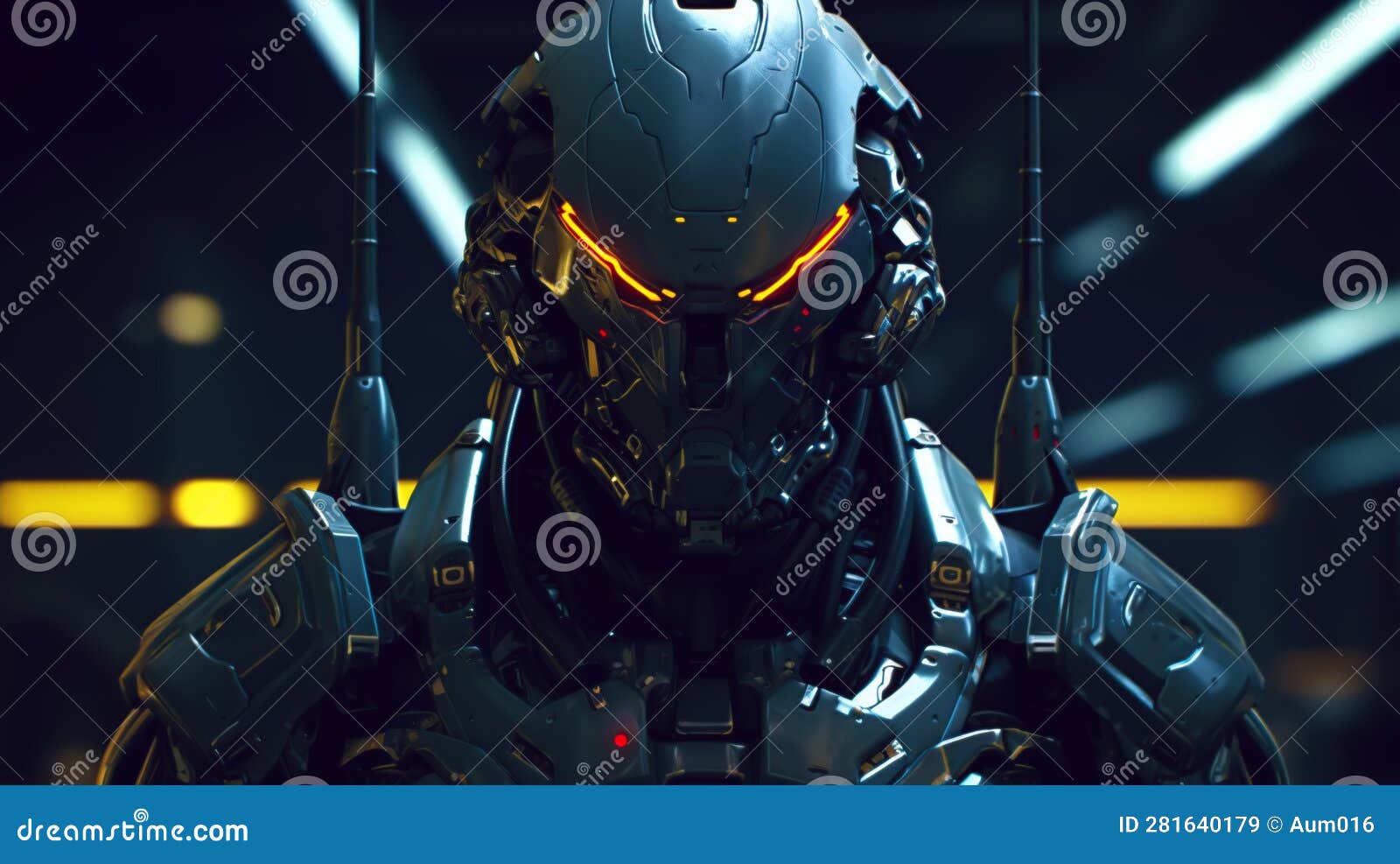 Robot Pilot of the Spaceship of the Future Stock Illustration ...