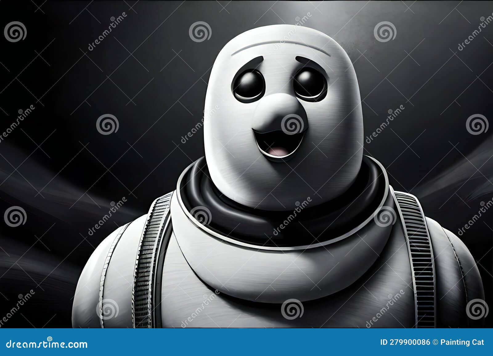 A Robot with a Smile in a Dark Background Stock Illustration ...