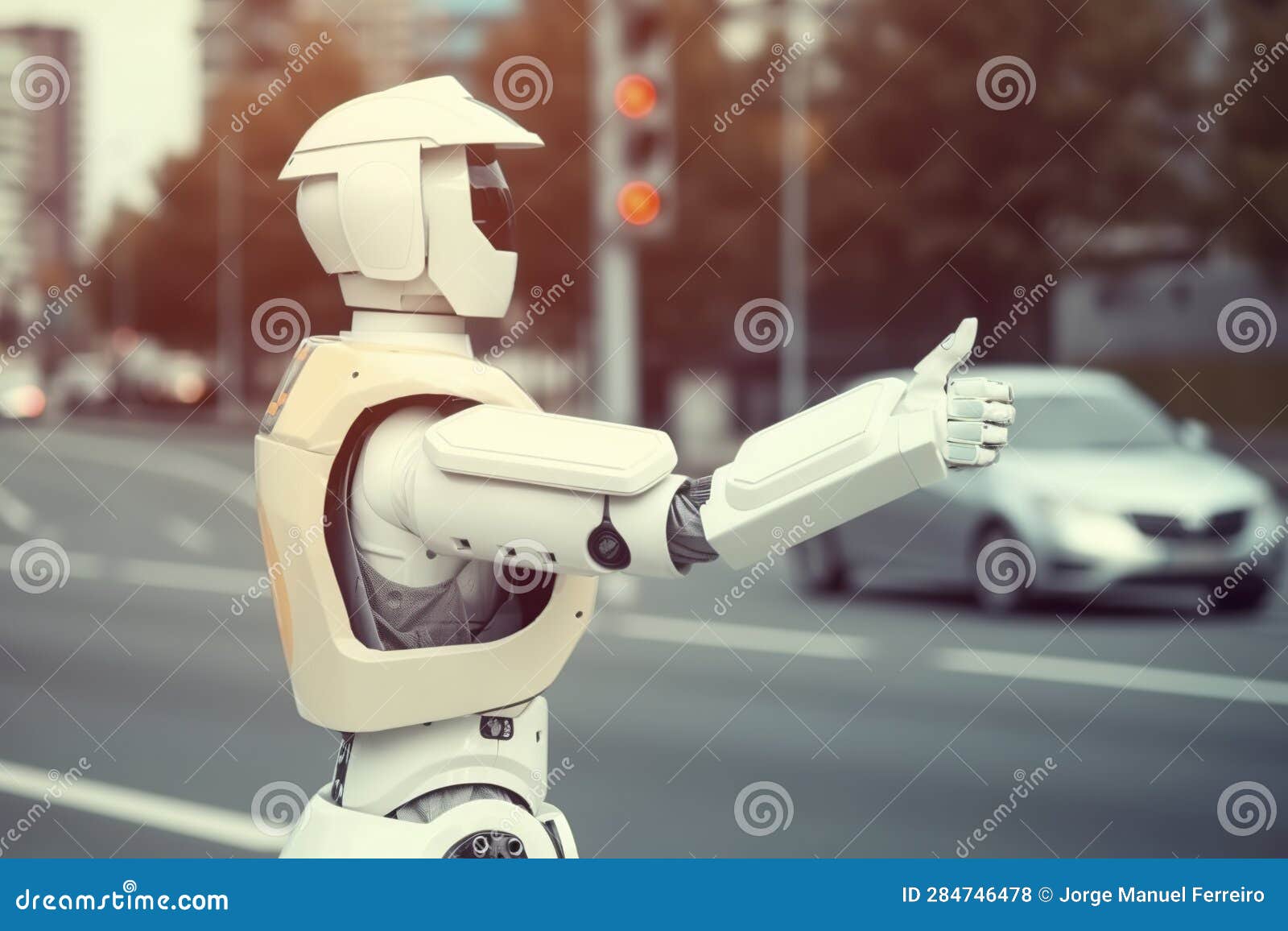 Illustration, Robot Traffic Policeman, Generative Ai Stock Illustration ...