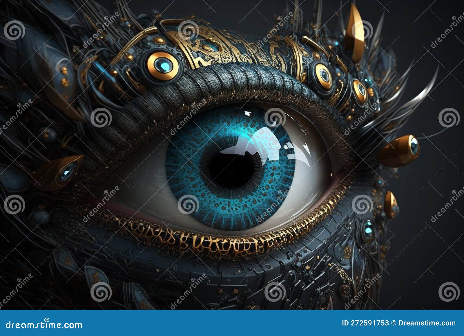 Illustration of a Robotic Bionic Digital Blue Eyes Conception Stock ...