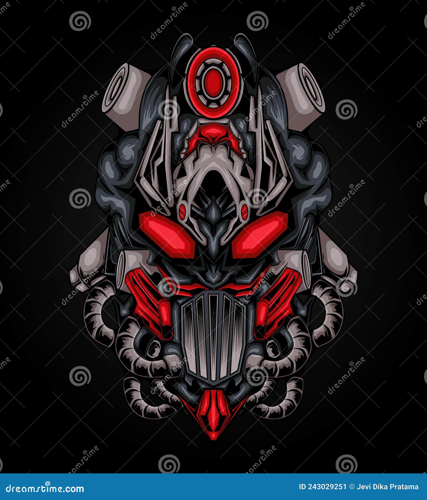 The Illustration Robotic Cyborg Style Stock Vector - Illustration of ...