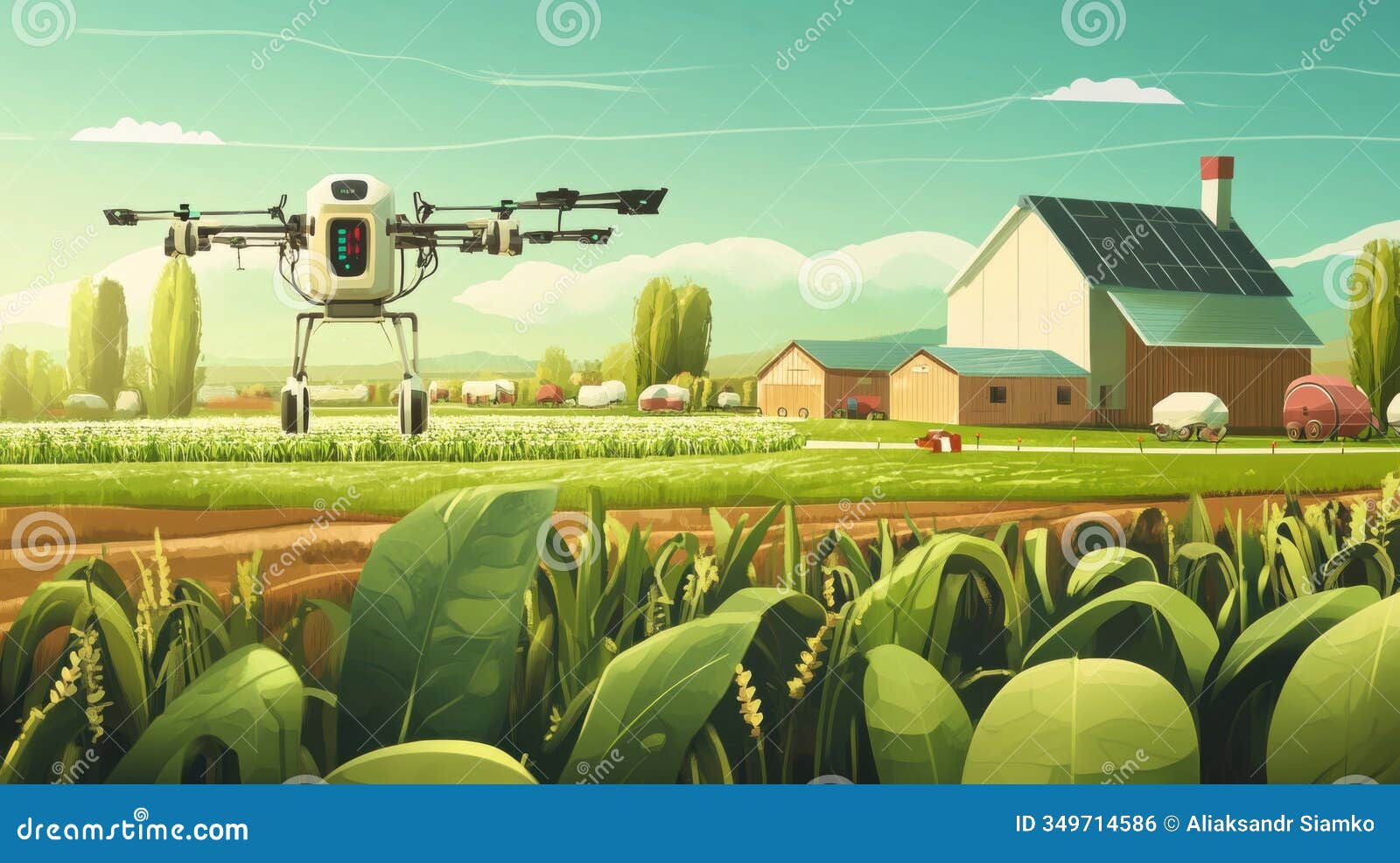 Illustration of Robotic Farming Solutions in an Agricultural Setting ...