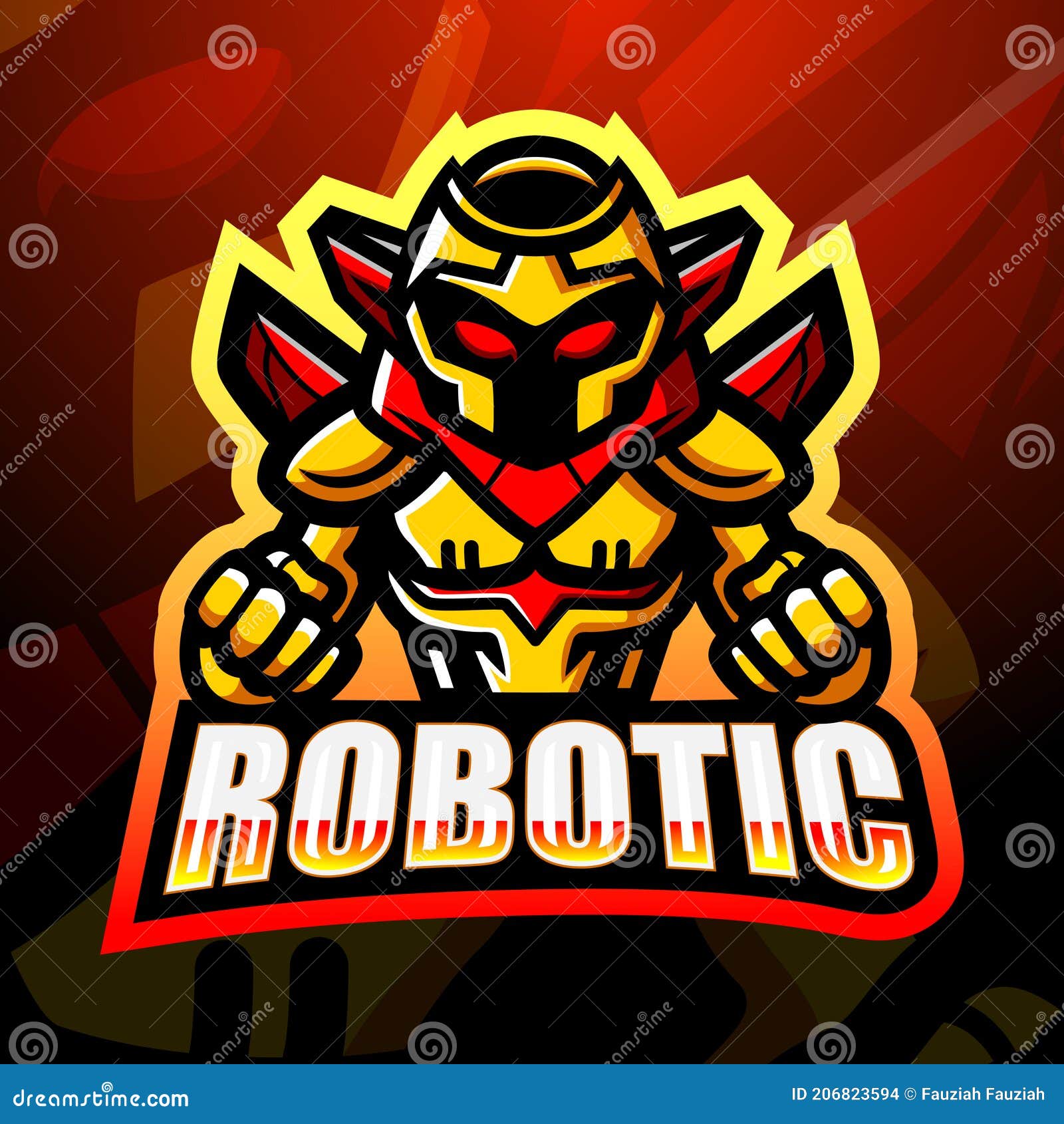 Robotic Mascot Esport Logo Design Cartoon Vector | CartoonDealer.com ...