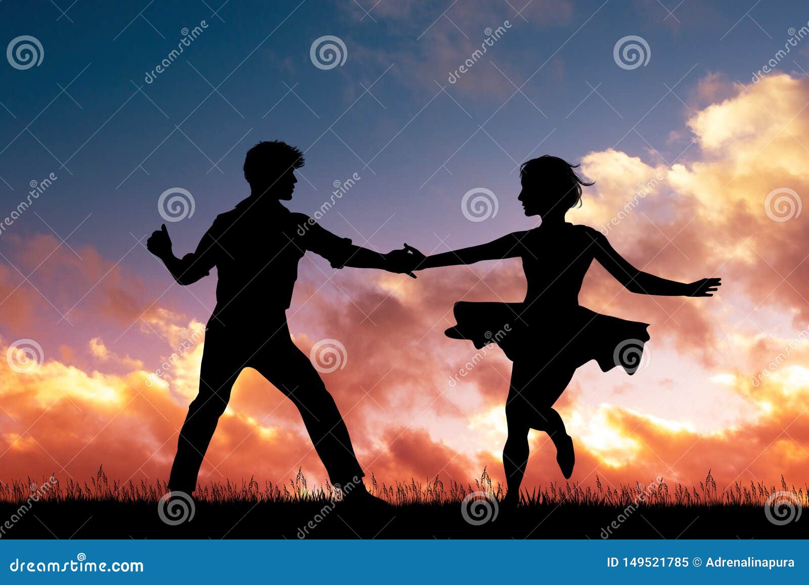 Rockabilly dance at sunset stock image. Image of jazz - 149521785