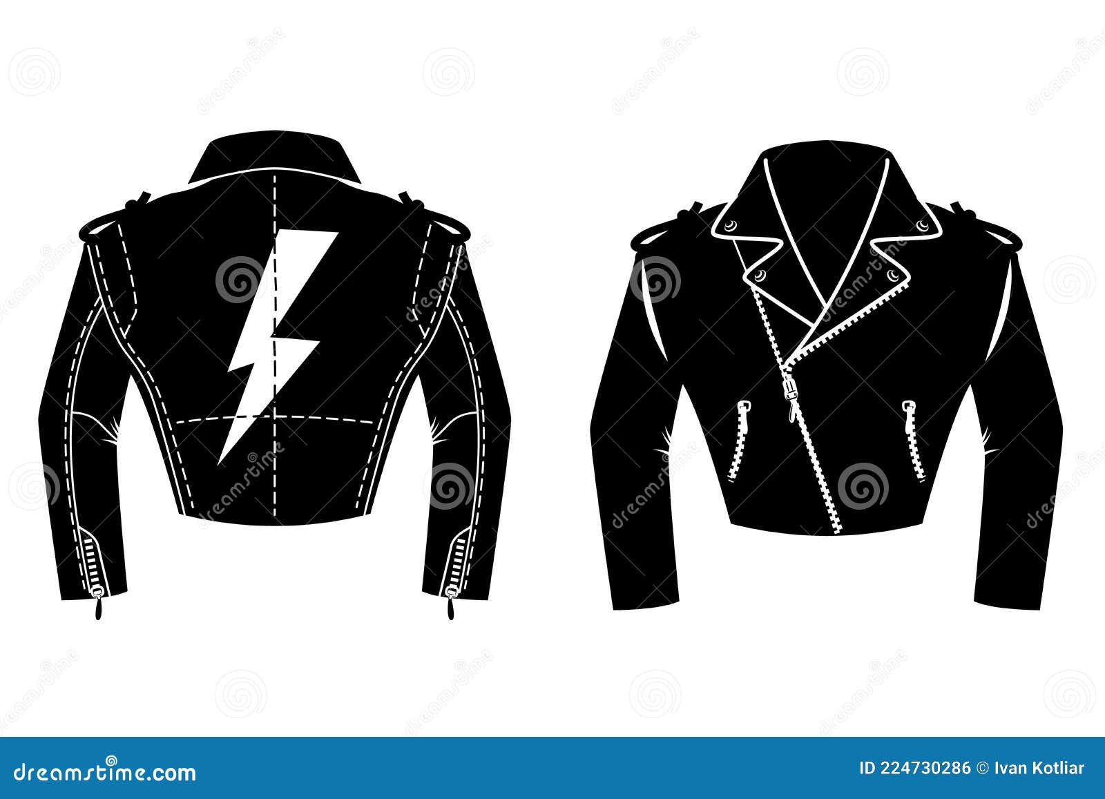 Illustration of Rocker Leather Jacket. Design Element for Logo, Label ...