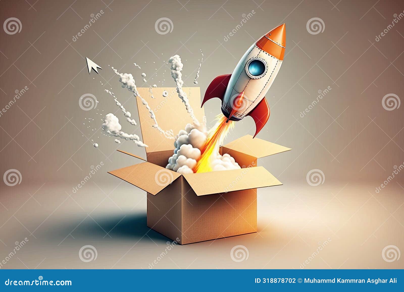 Illustration of Rocket Coming Out of Cardboard Box, Generative AI Stock ...
