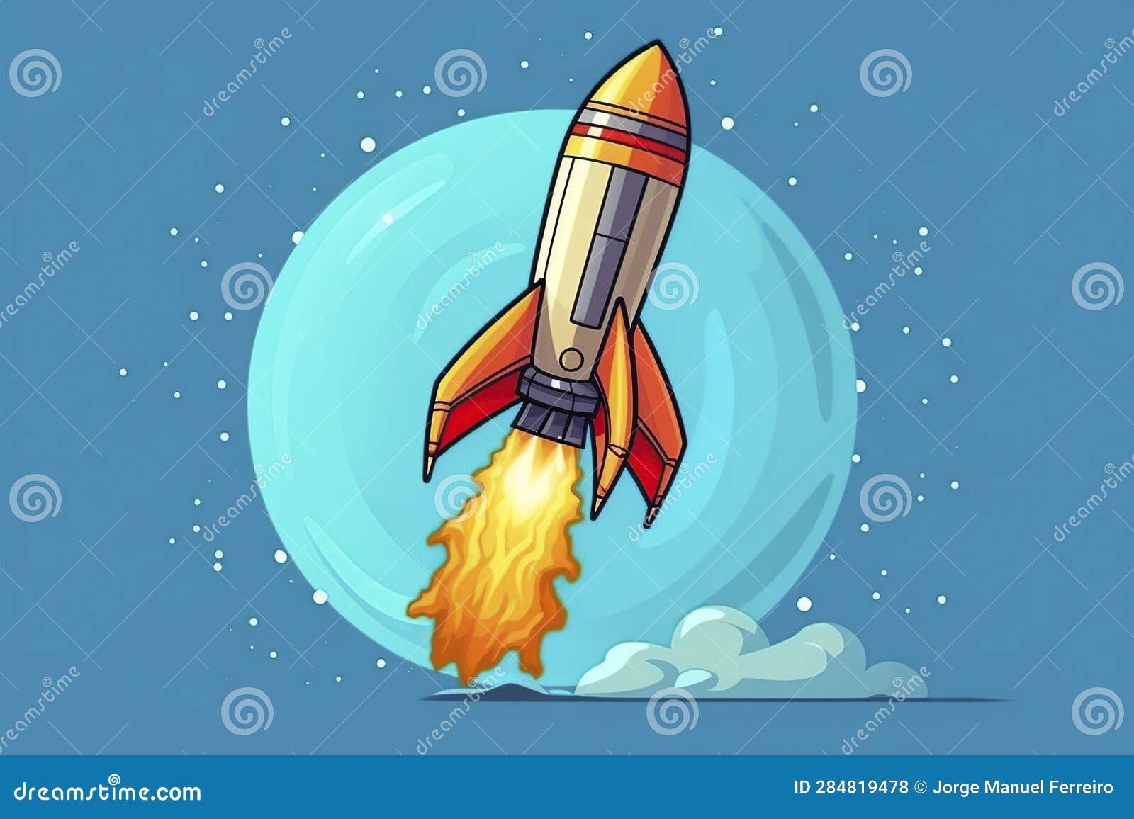 Illustration,rocket and Copy Space for Bit Coin on the Star,generative ...