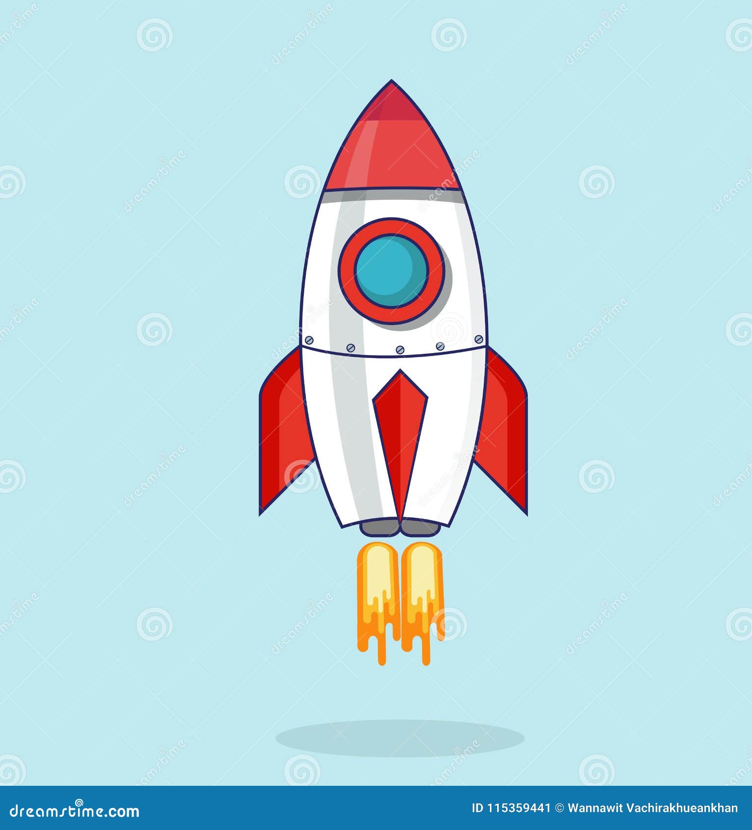 Illustration with a Rocket Flat Design Stock Vector - Illustration of ...