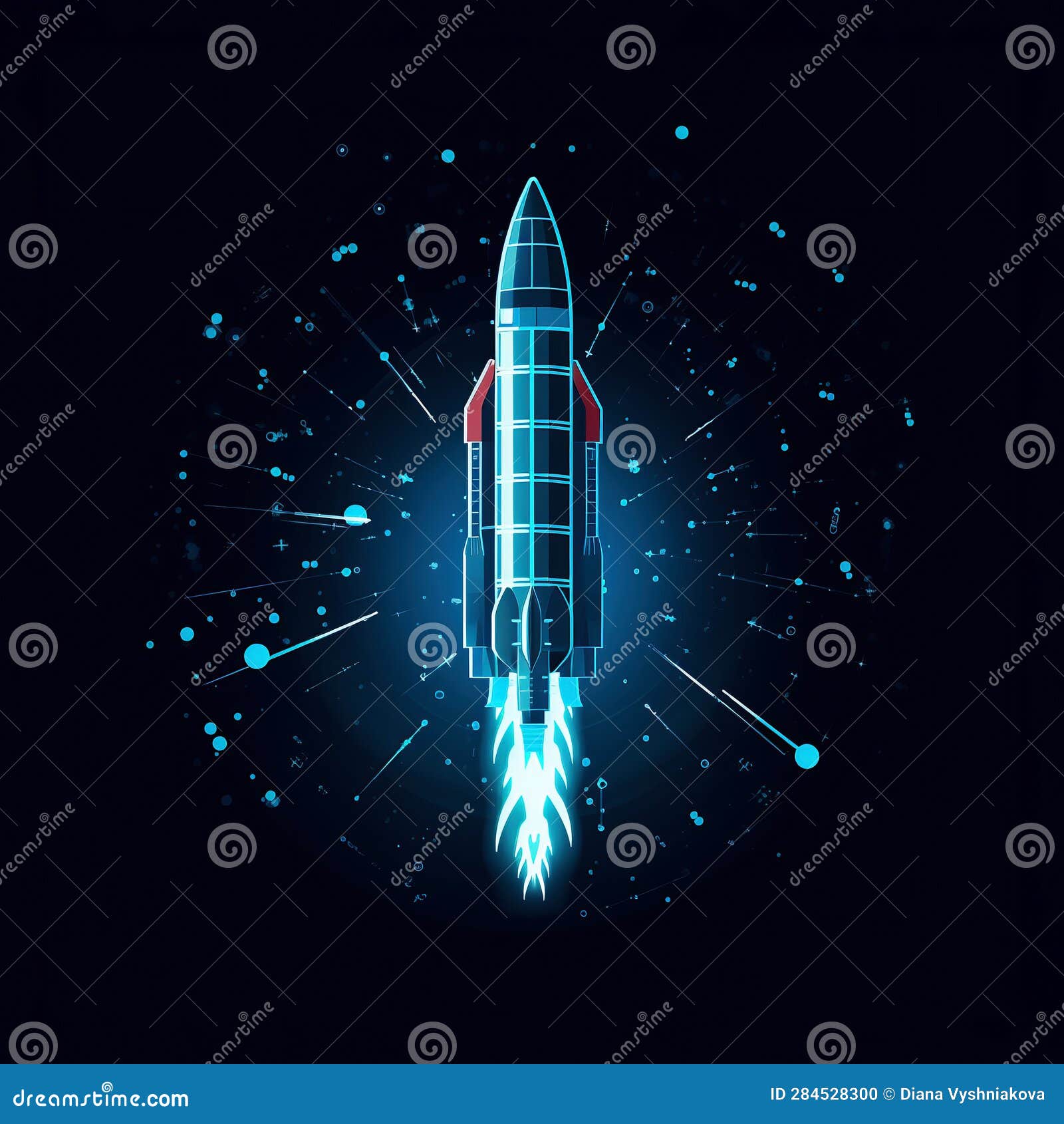 Illustration of a Rocket in Flight, Concept of New Ideas. AI Generated ...