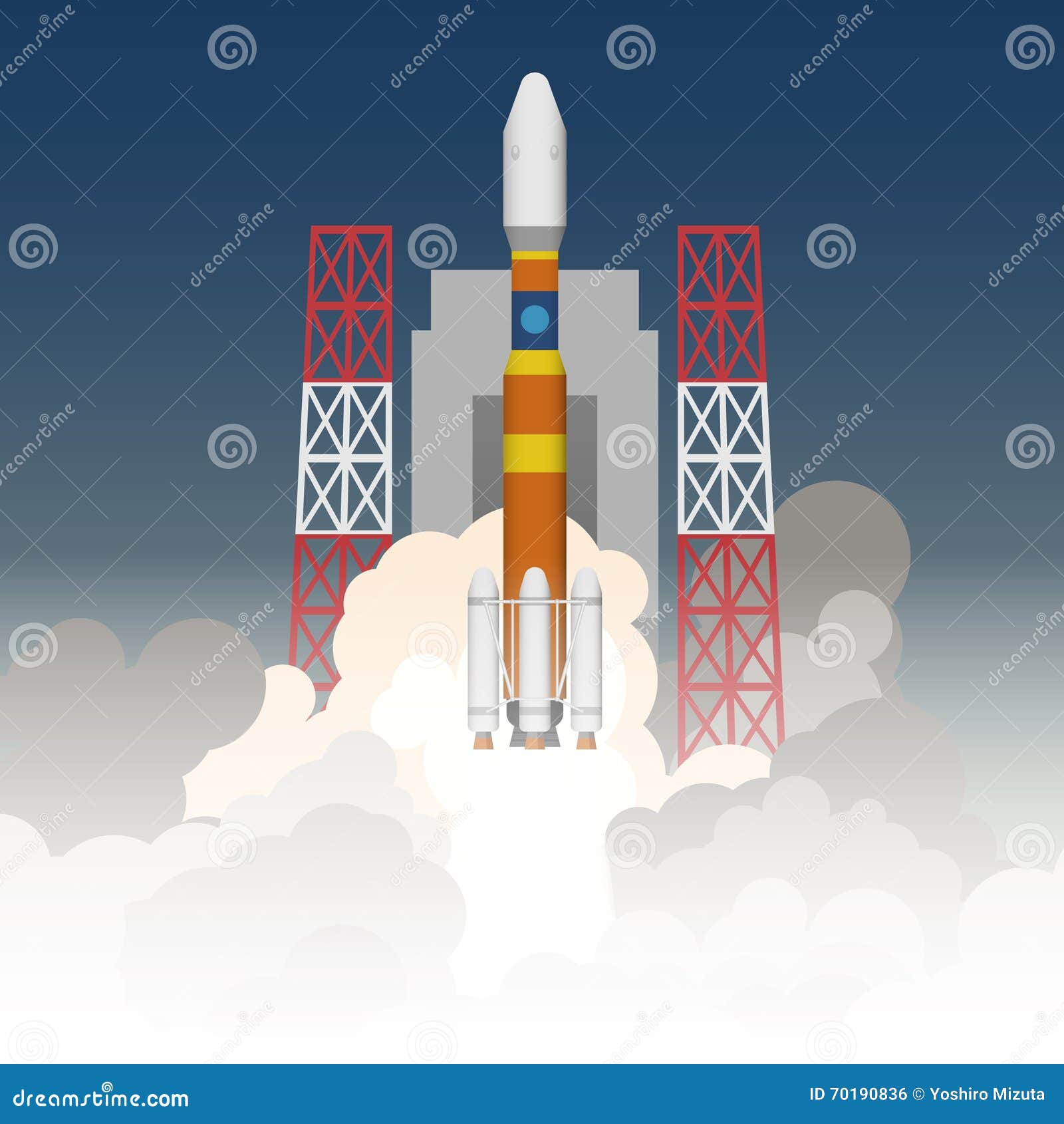 Illustration of Rocket Launch Stock Vector - Illustration of smoke ...