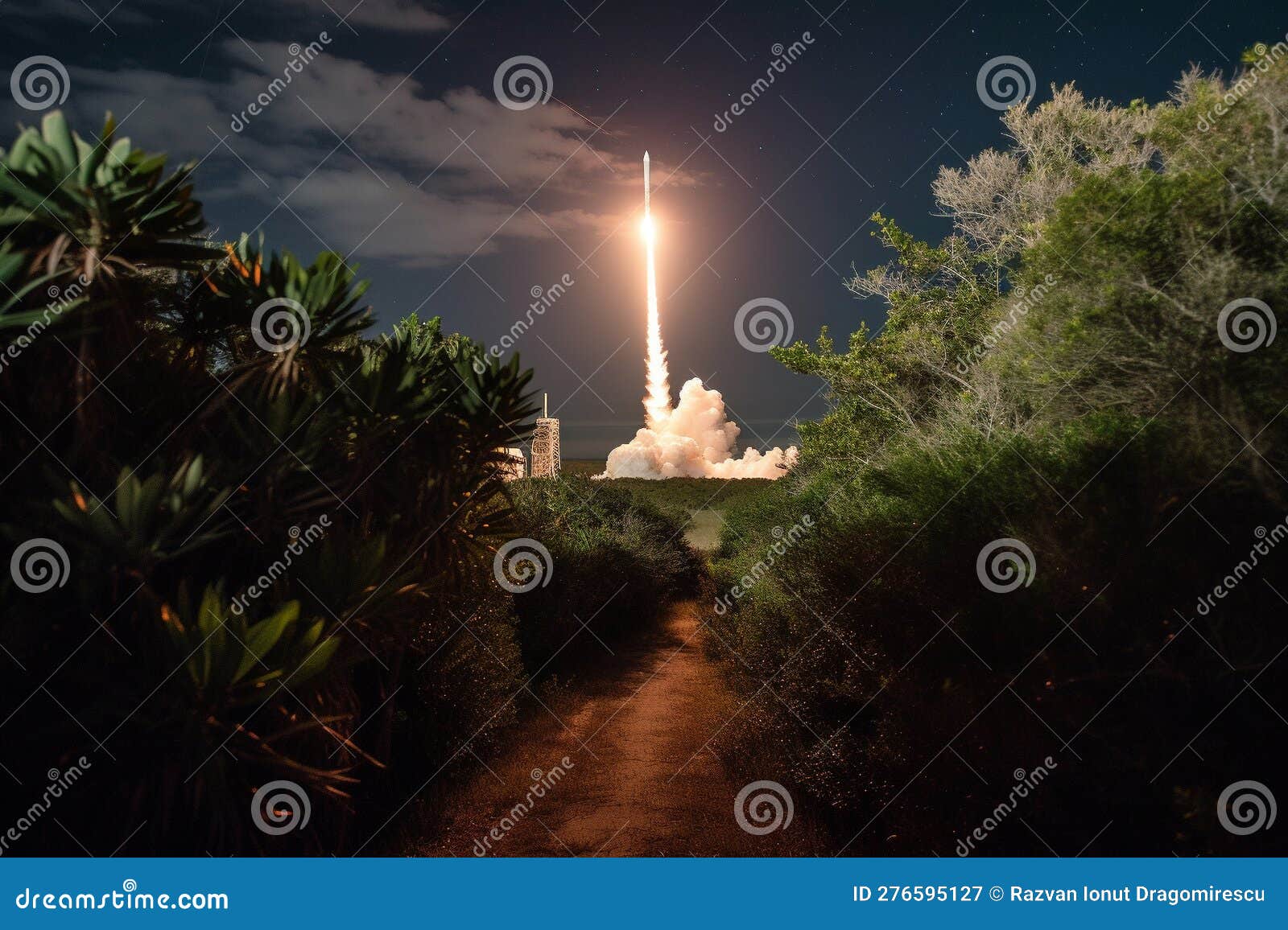 Illustration of a Rocket Launching into Space, Representing Space ...
