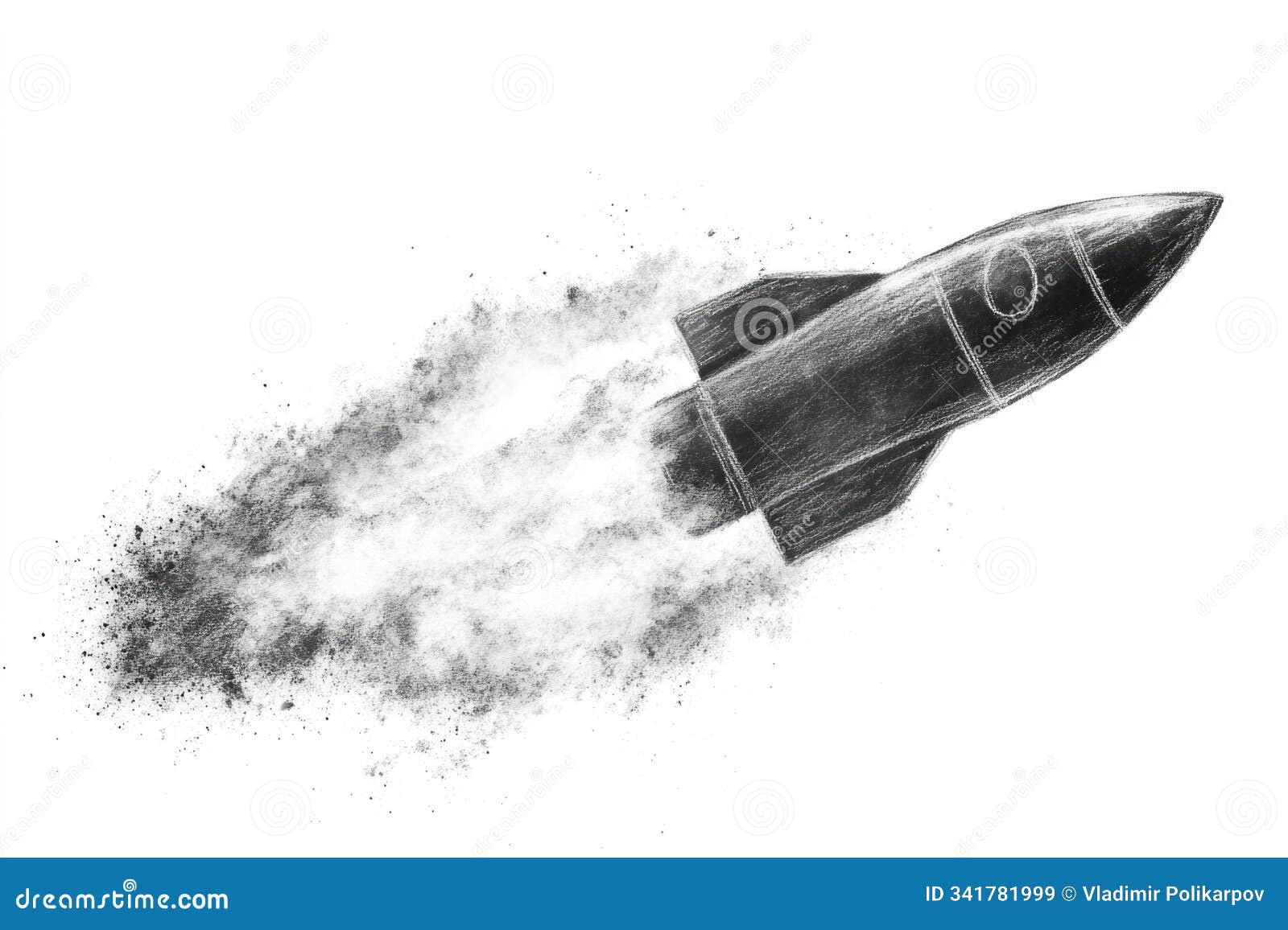 Illustration of a Rocket Lifting Off from the Ground, with Flames and ...