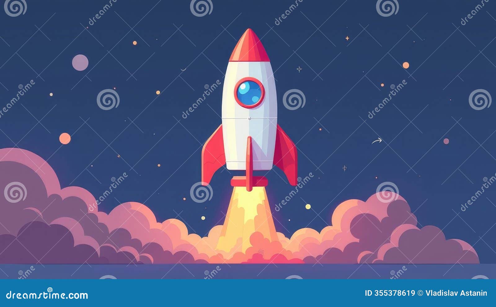 Illustration of a Rocket Taking Off. Stock Illustration - Illustration ...