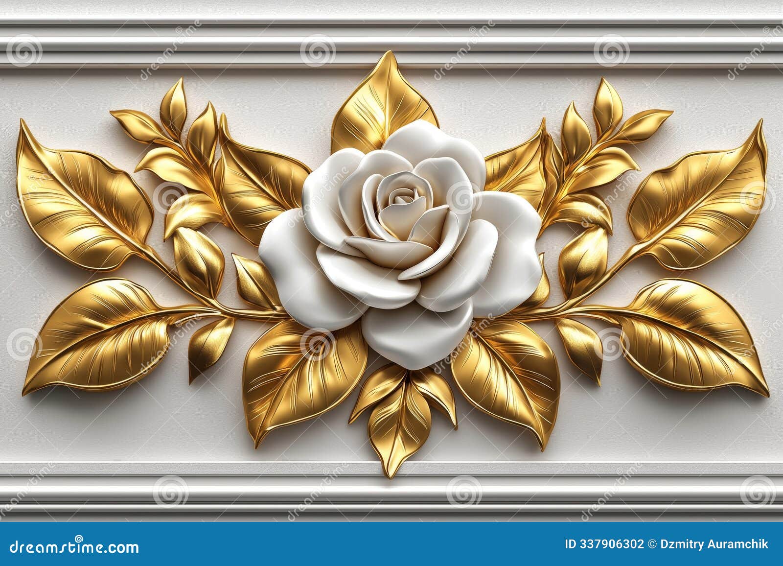 An Illustration of Rococo Style on a White Wall Bas-relief Featuring ...