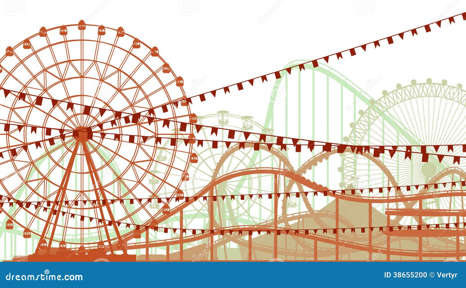 Illustration of Roller-coaster and Ferris Wheel. Stock Vector ...