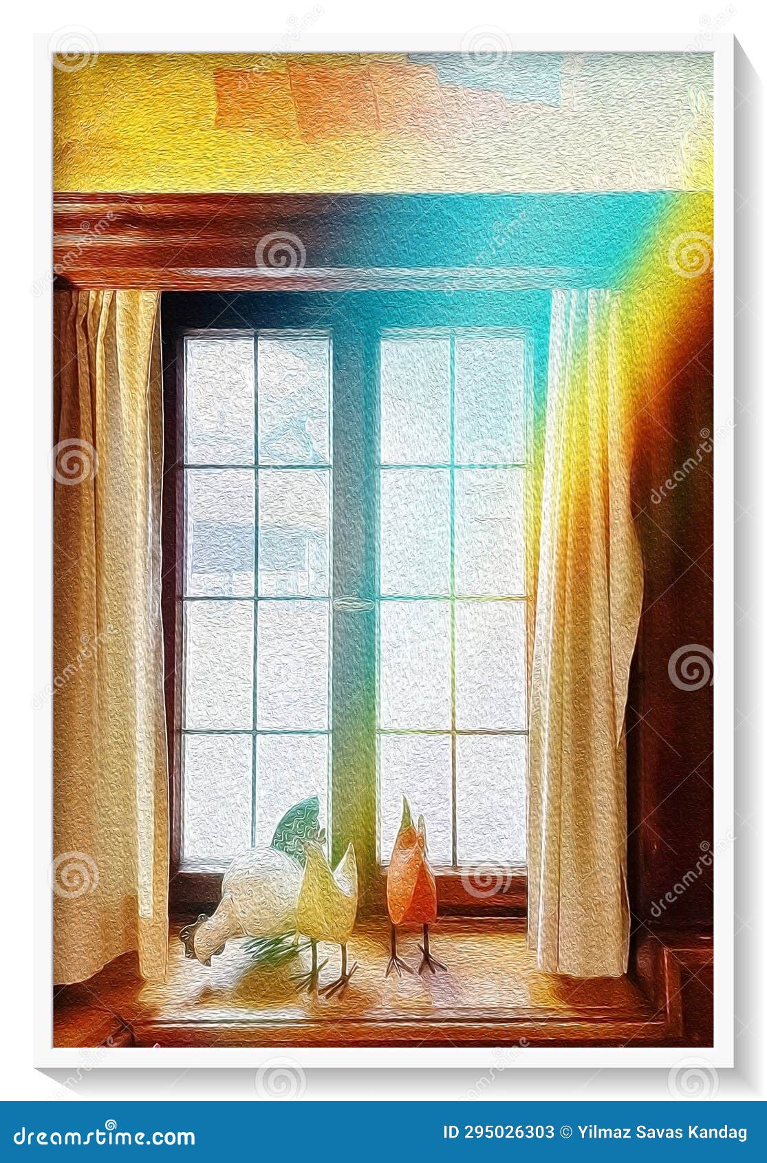 Illustration of a Room Interior with a Window and a Lamp. Stock ...