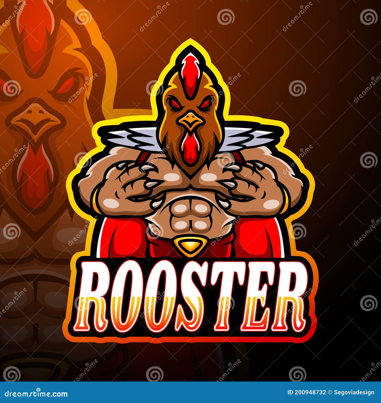 Rooster Esport Logo Mascot Design Stock Vector - Illustration of animal ...