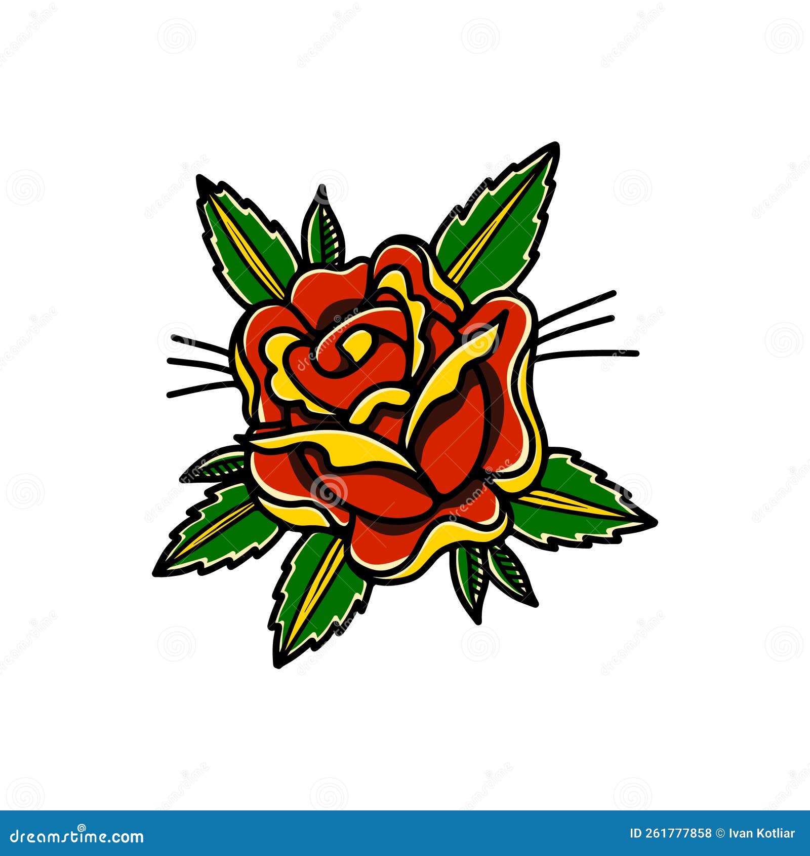 Illustration of Rose in Tattoo Style. Design Element for Logo, Label ...