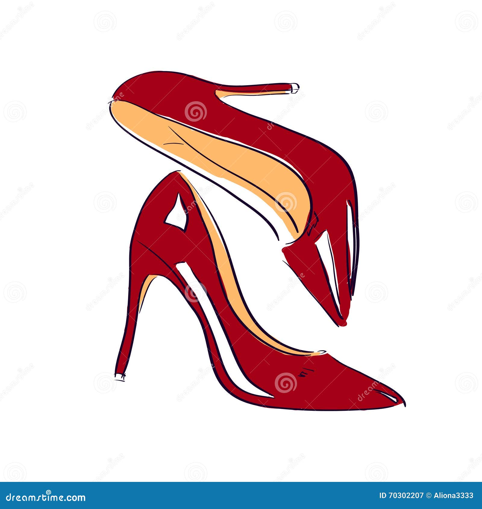 Illustration Rouge De Croquis De Chaussures Illustration de Vecteur ...