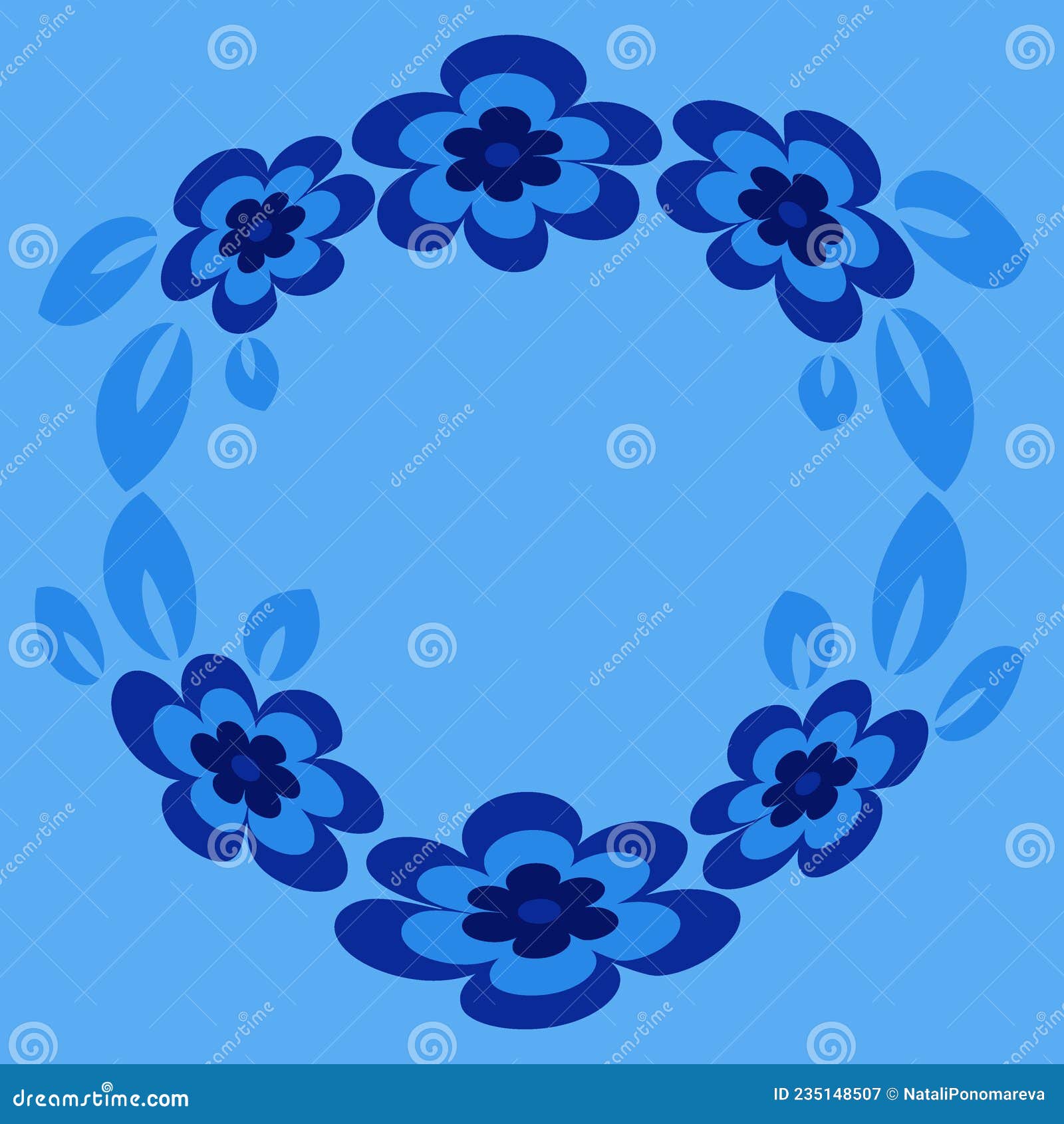 Illustration - Round Frame or Wreath on a Square Background - Stylized ...