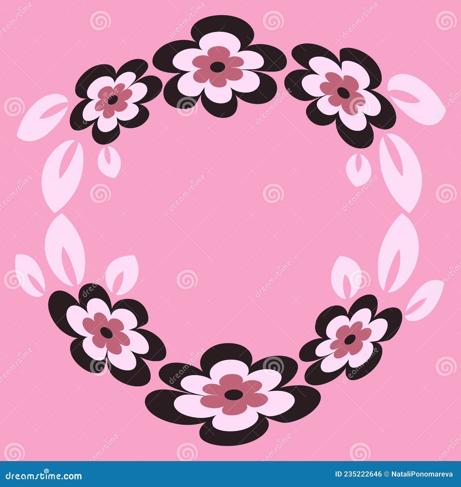 Illustration - Round Frame or Wreath on a Square Background - Stylized ...