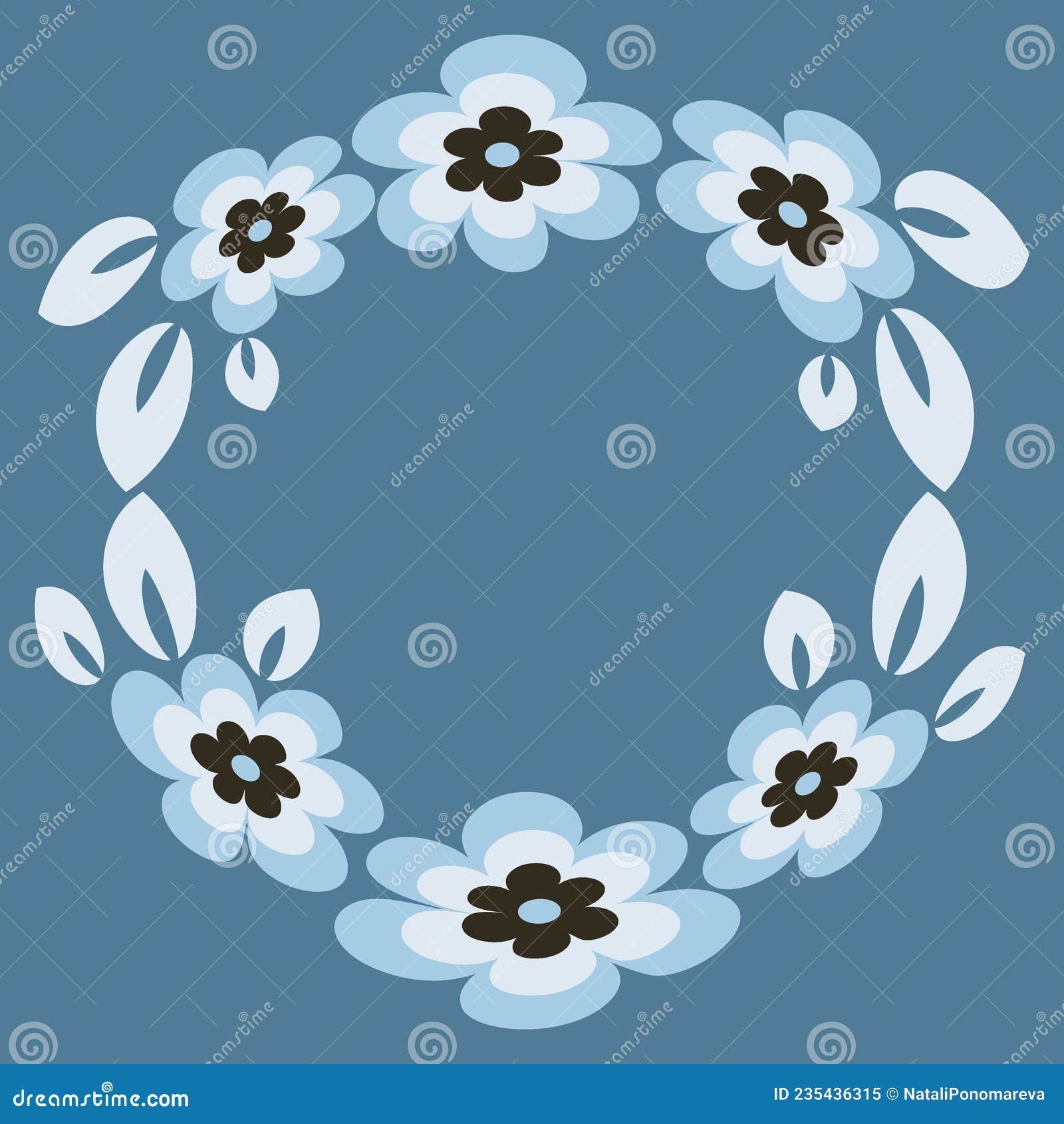 Illustration - Round Frame or Wreath on a Square Background - Stylized ...